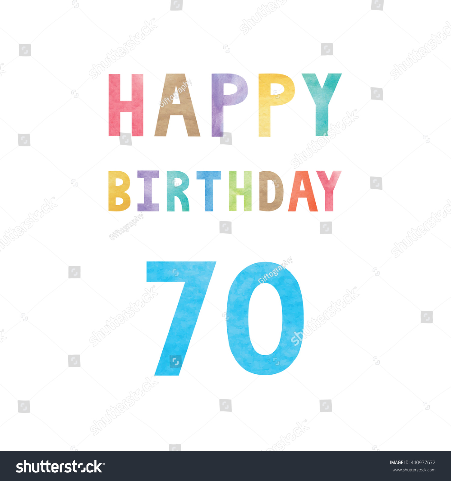 Happy 70th Birthday Anniversary Card Colorful Stock Vector Royalty