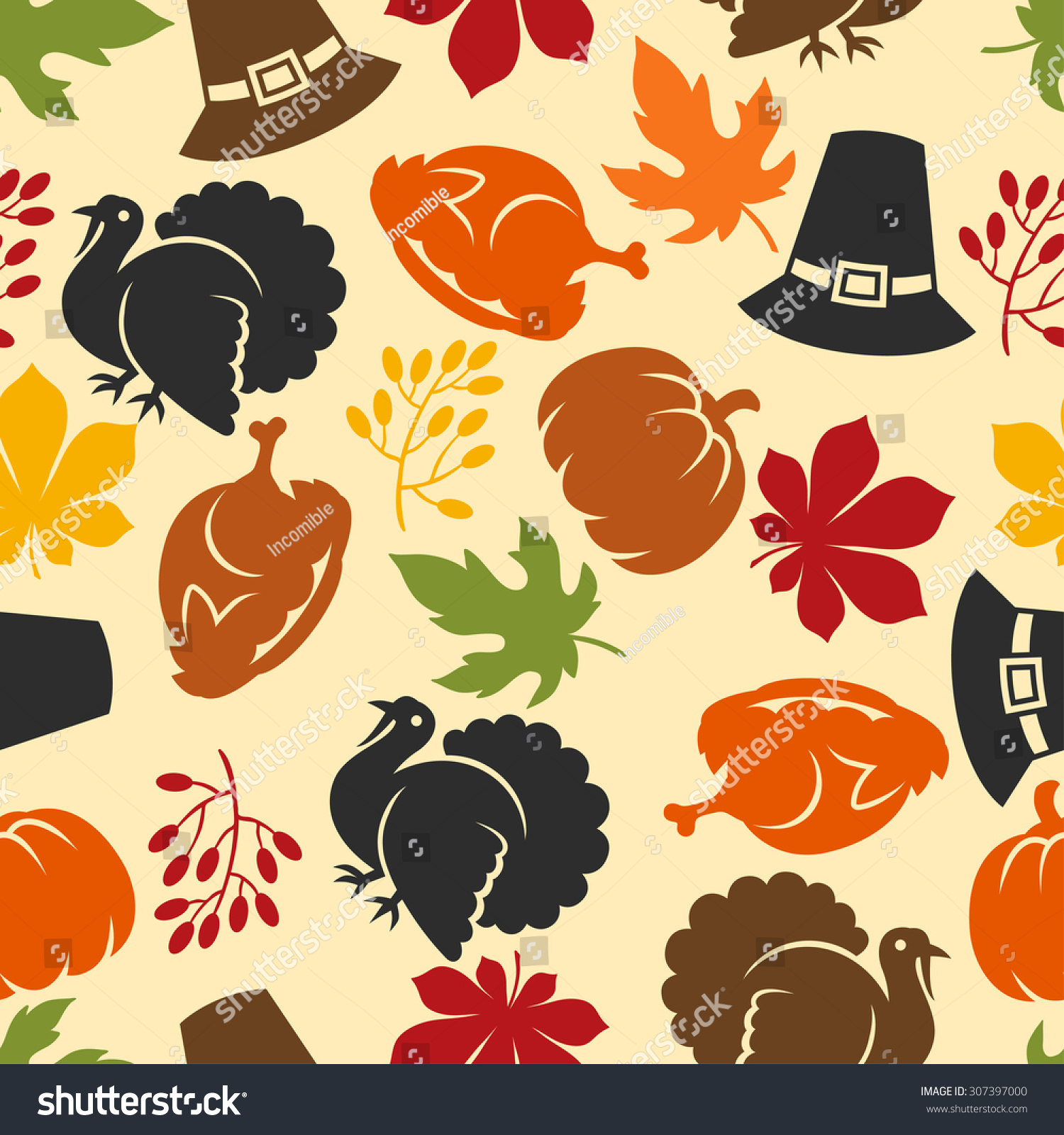 Happy Thanksgiving Day Seamless Pattern Holiday Stock Vector (Royalty ...
