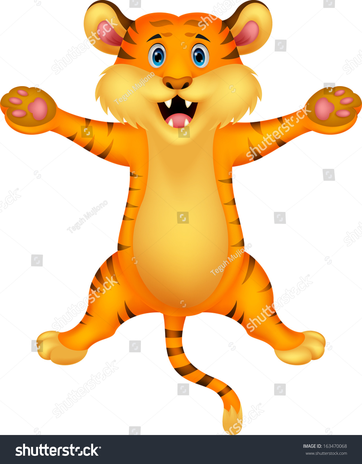 Happy Tiger Cartoon Stock Vector (Royalty Free) 163470068 | Shutterstock