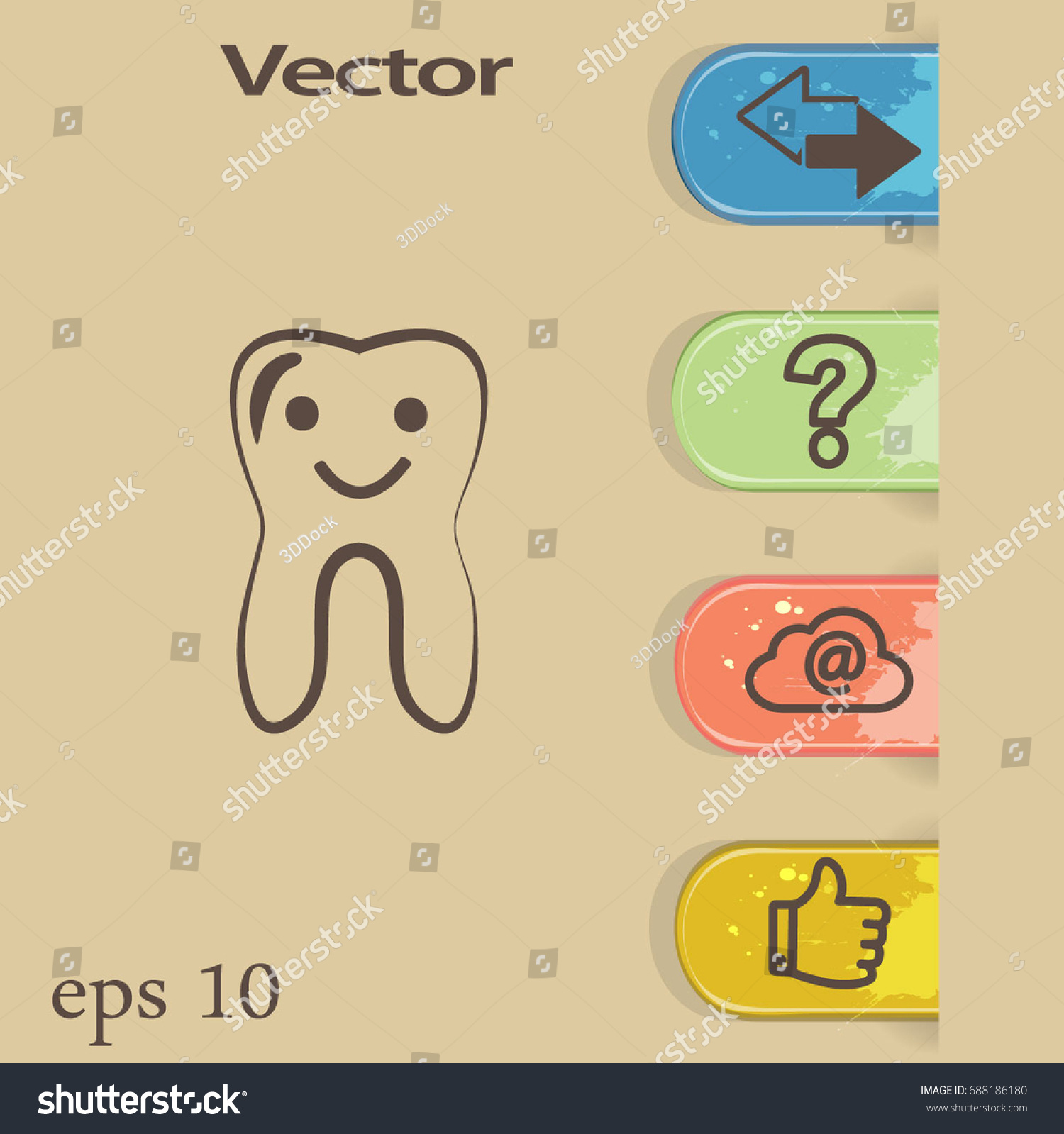 Happy Tooth Icon Stock Vector (Royalty Free) 688186180 | Shutterstock