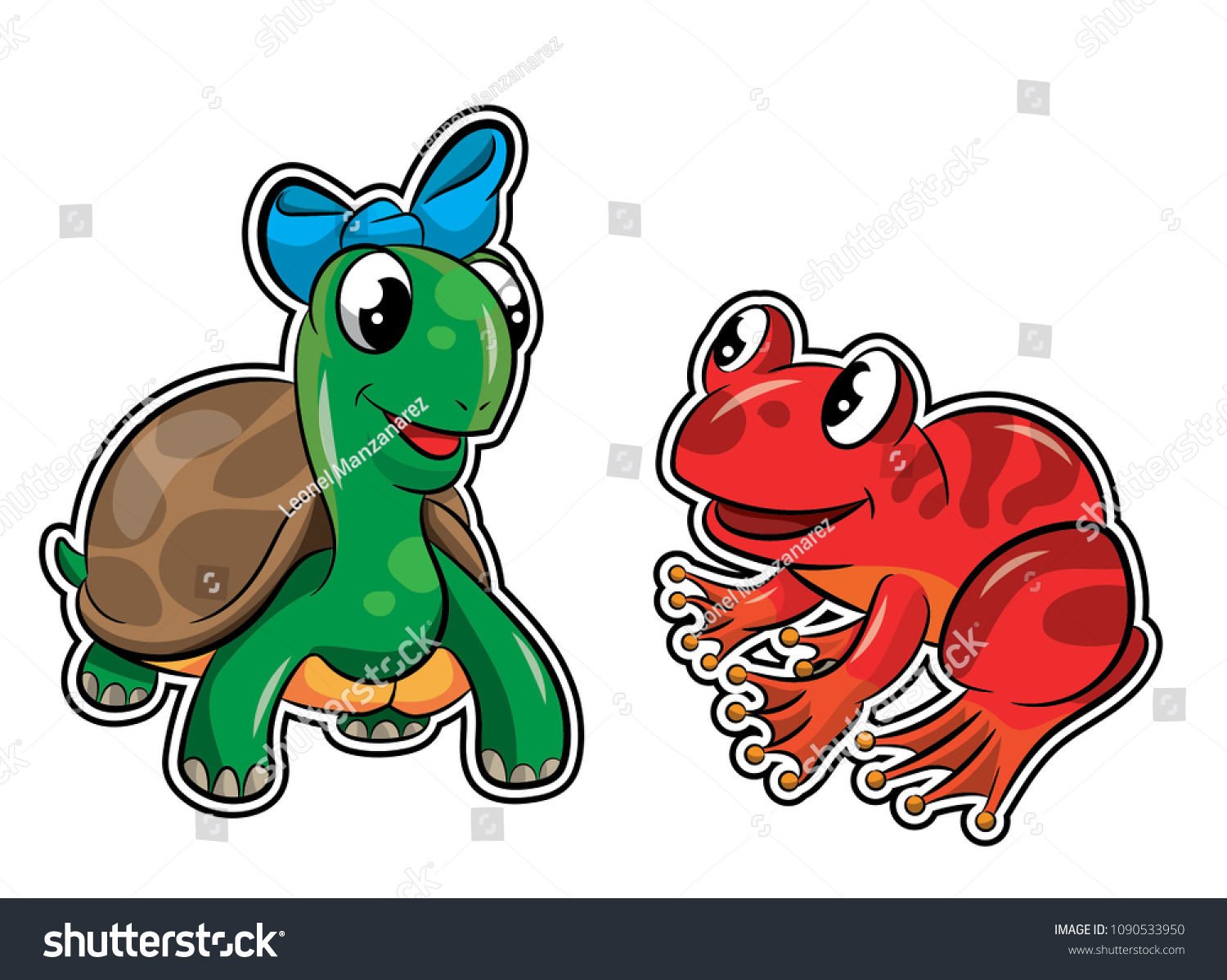 Happy Tortoise Frog Stock Vector (Royalty Free) 1090533950