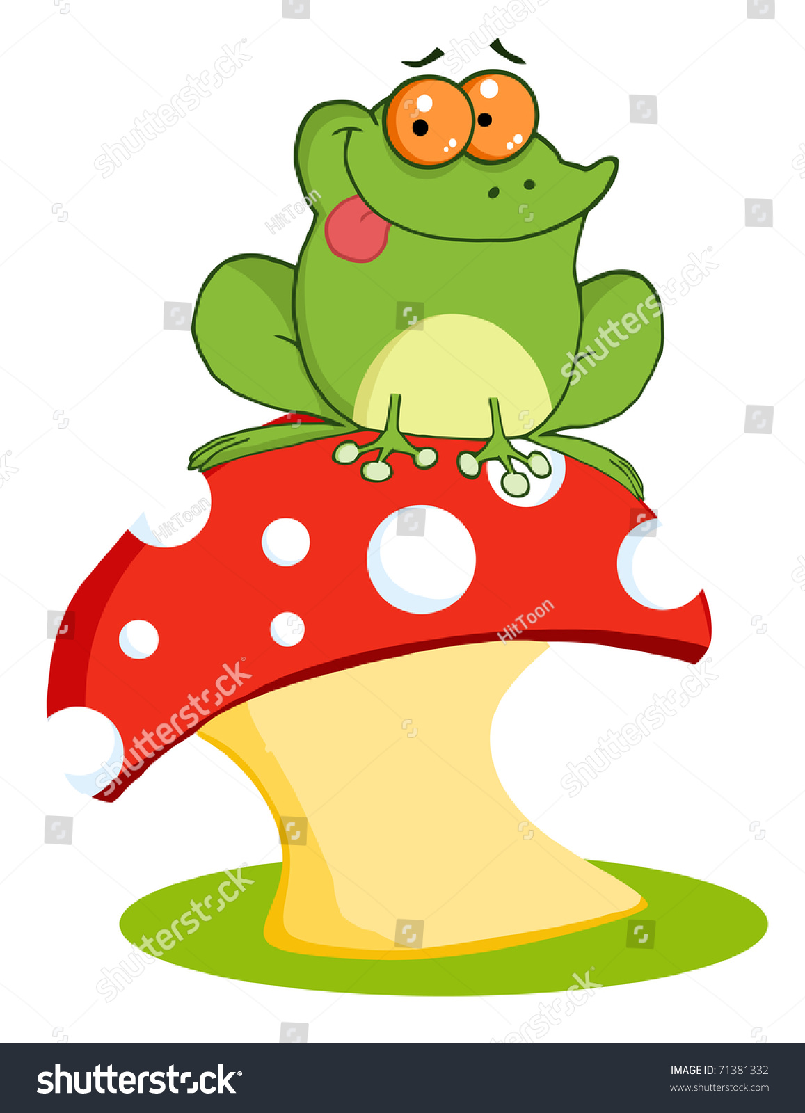 Happy Tree Frog On Toadstool Mushroom Stock Vector (Royalty Free ...