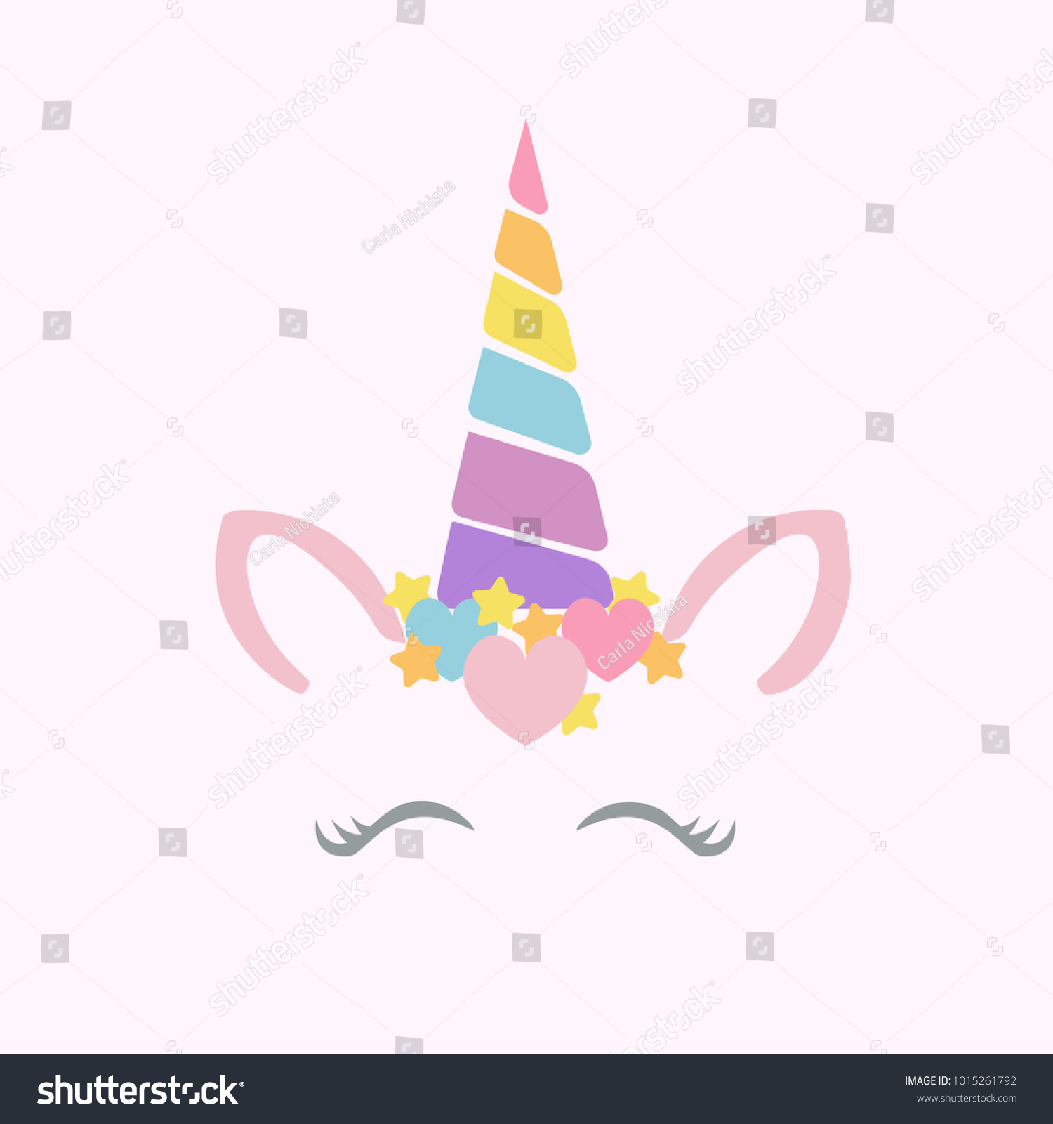 Happy Unicorn Face Vector Stock Vector (Royalty Free) 1015261792