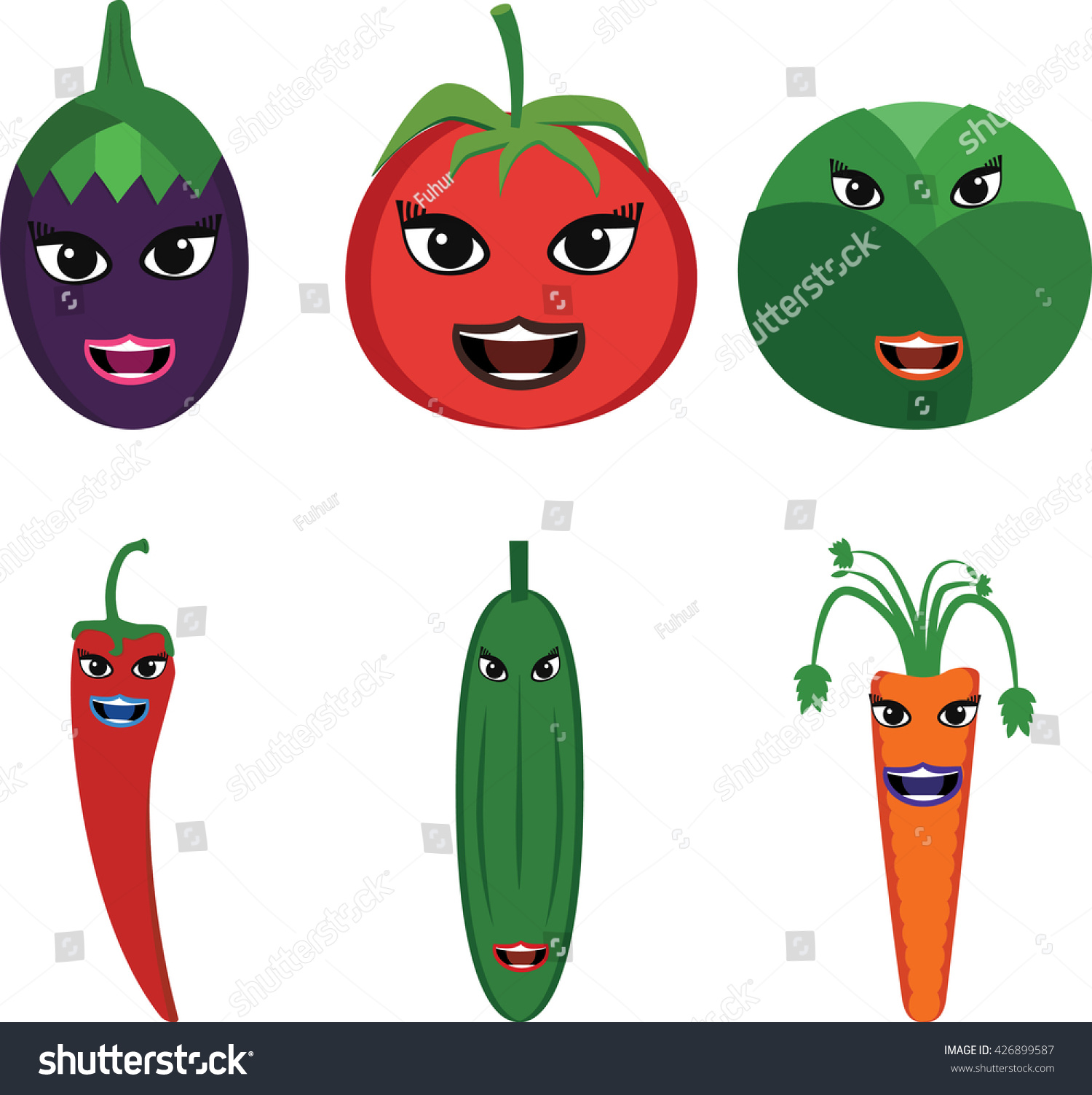Happy Vegetables Stock Vector (Royalty Free) 426899587