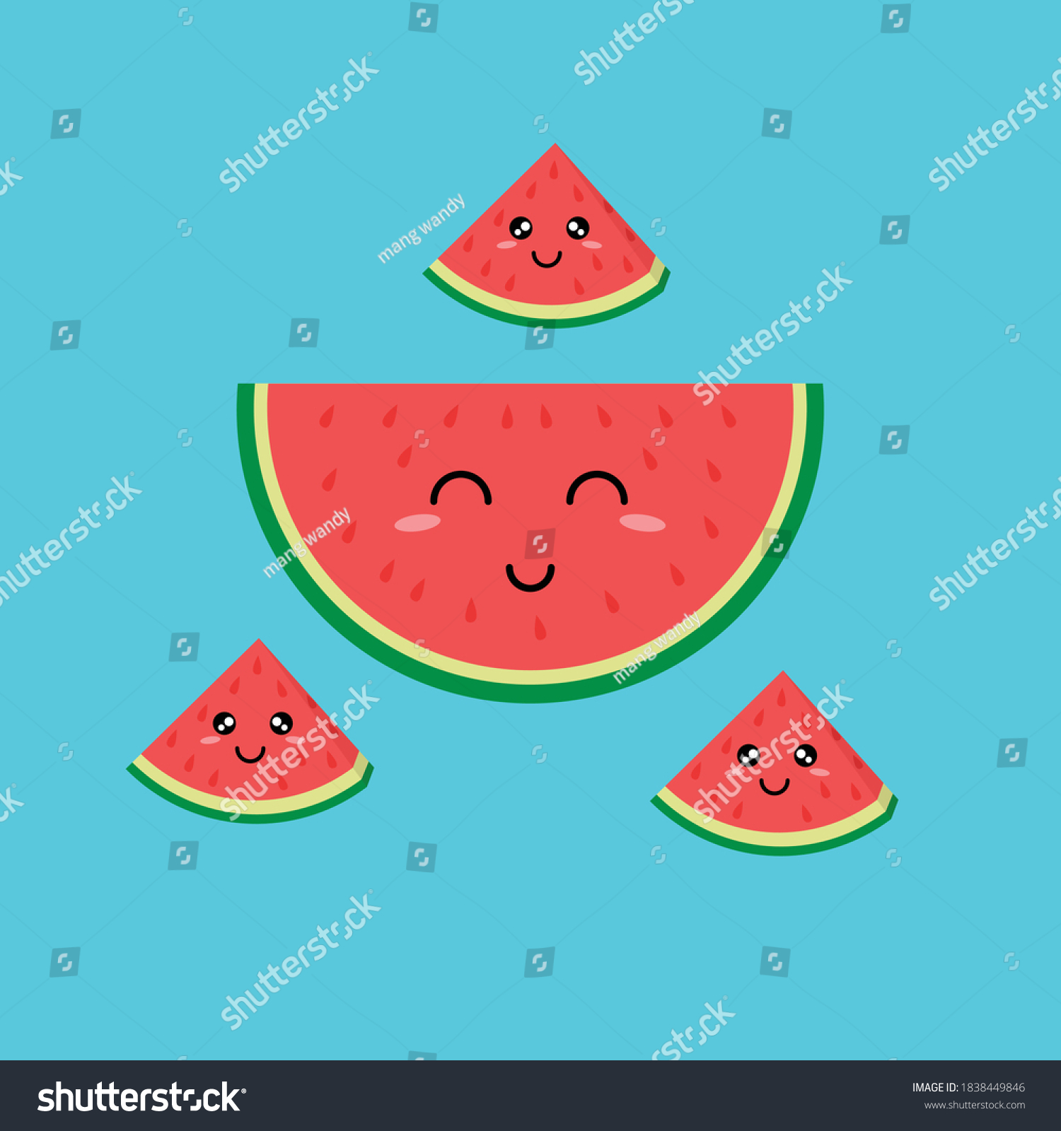 Happy Watermelon Cute Illustration Vector Stock Vector (Royalty Free ...