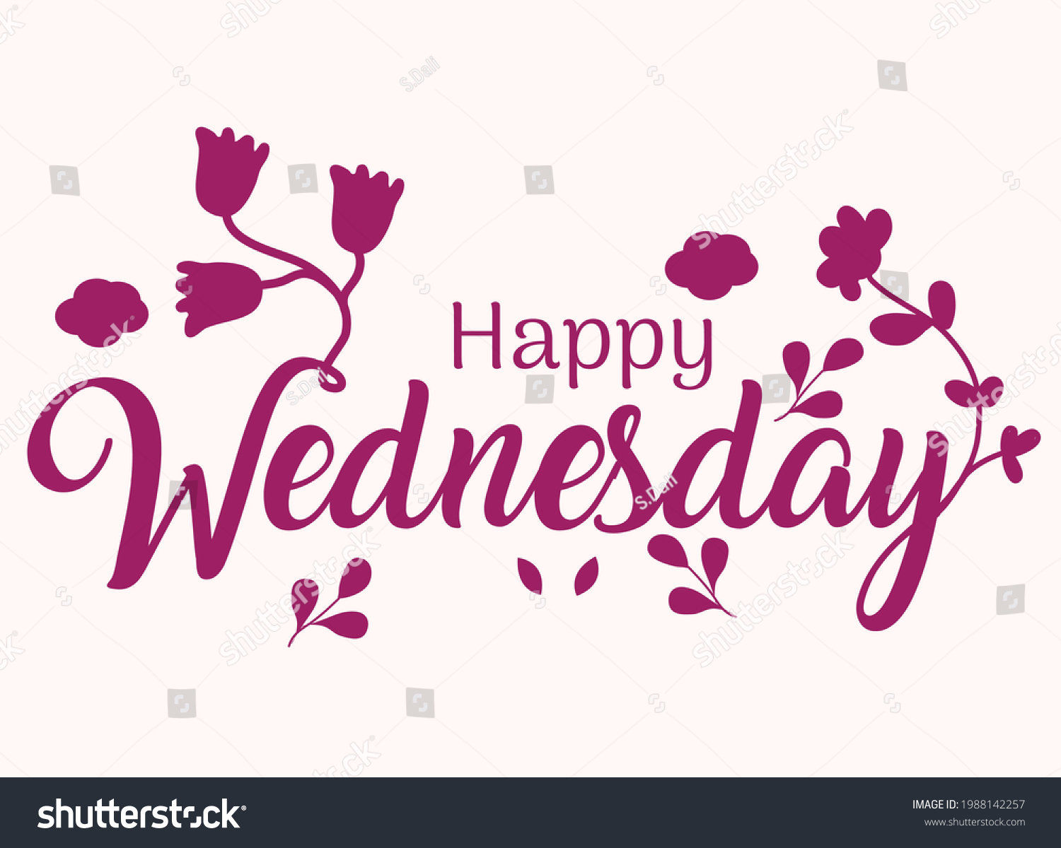 Happy Wednesday Handwritten Floral Illustrations Decorated Stock Vector ... Happy Wednesday Handwritten Floral Illustrations Decorated Stock Vector ...