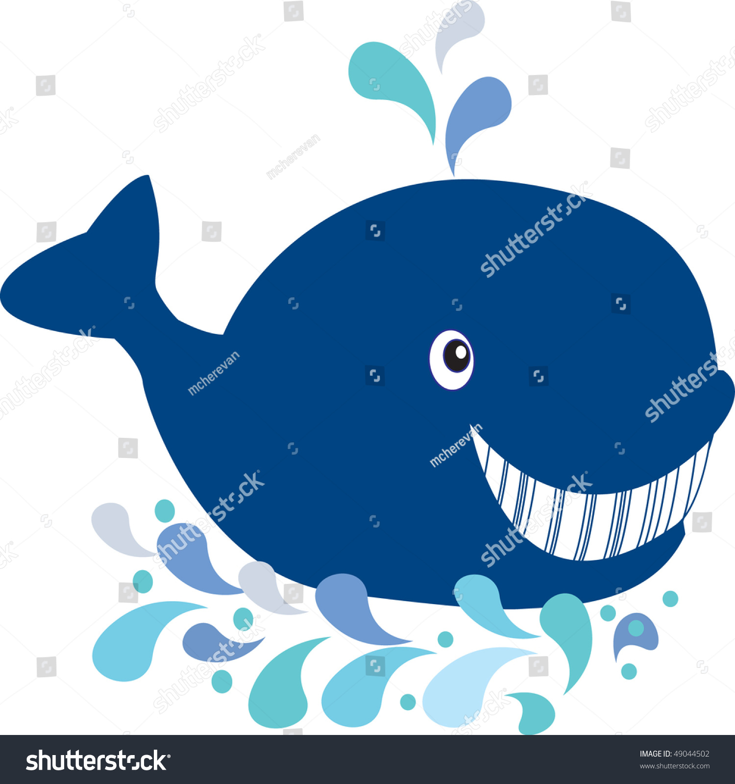 Happy Whale Vector Illustration Stock Vector (Royalty Free) 49044502