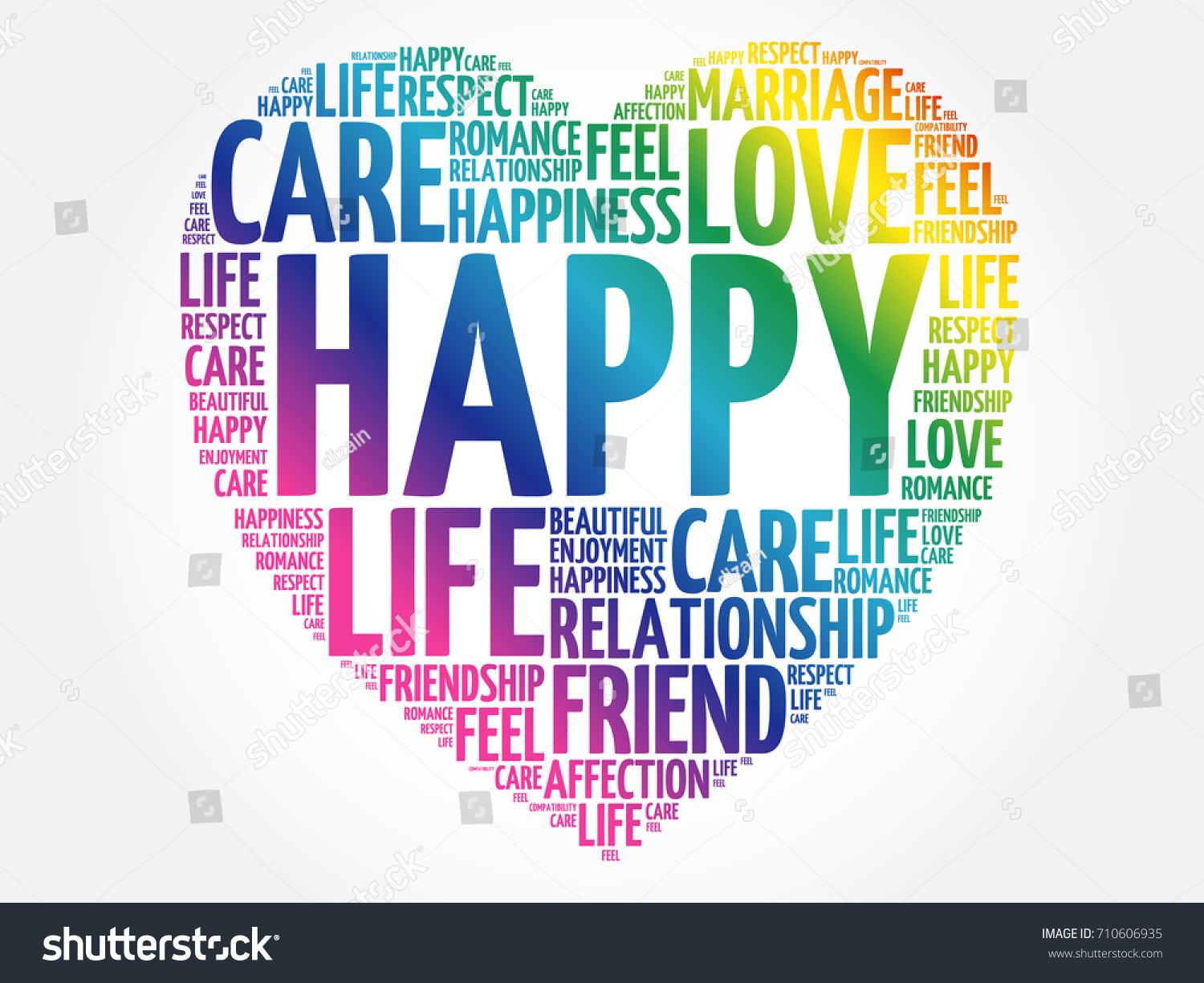 Happy Word Cloud Collage Heart Concept: เวกเตอร์สต็อก (ปลอดค่าลิขสิทธิ์ ...