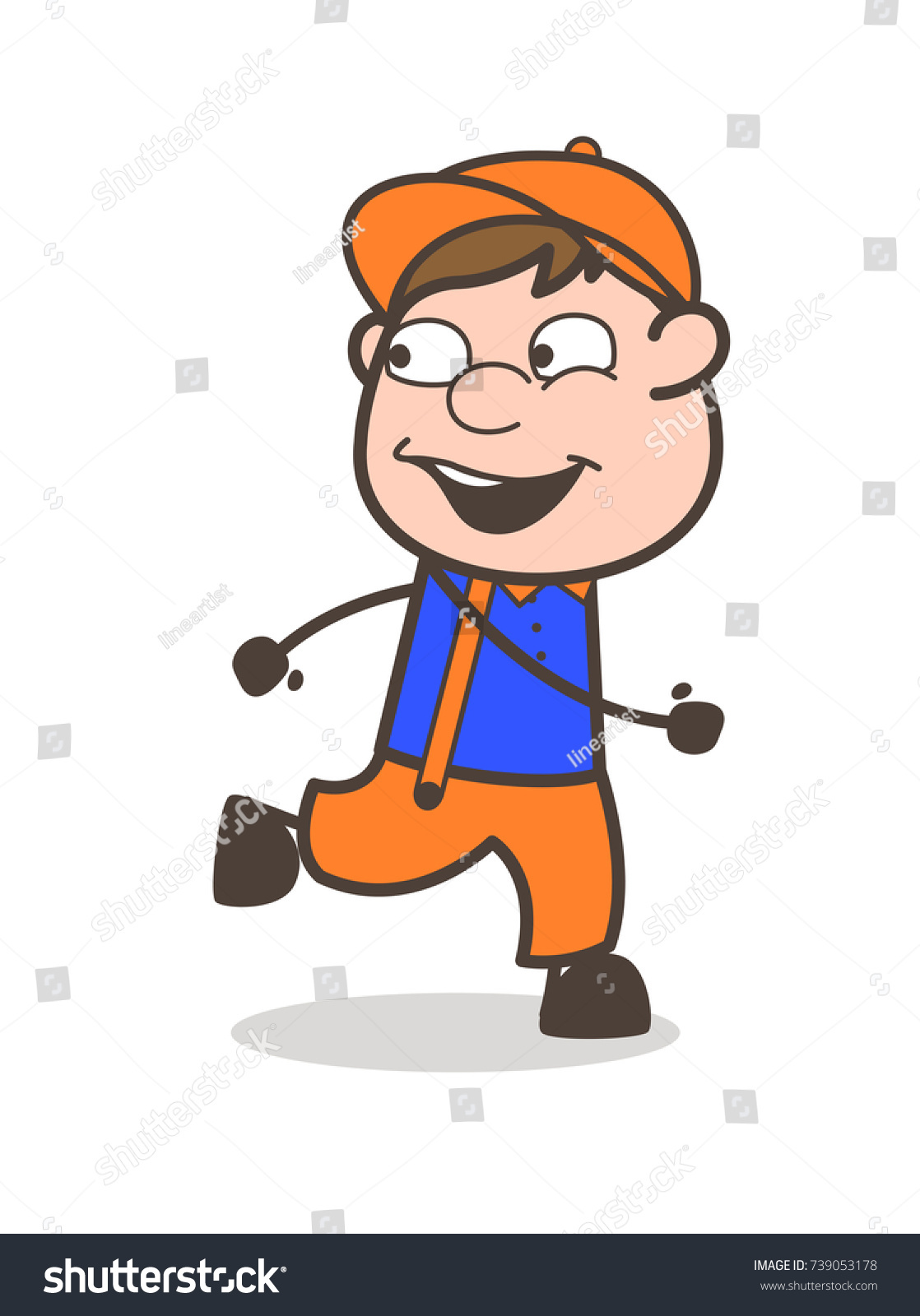 Happy Young Cartoon Worker Running Vector Stock Vector (Royalty Free ...
