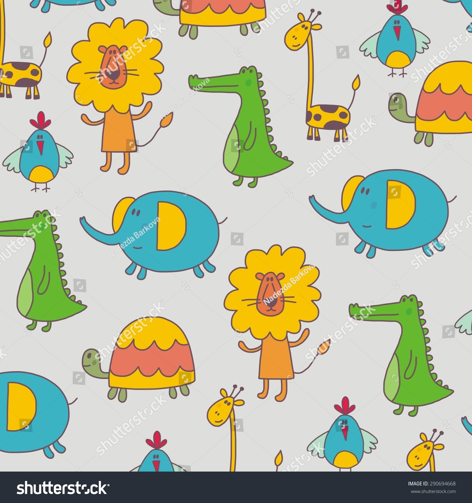 Happy Zoo Animals Vector Stock Vector (Royalty Free) 290694668 ...
