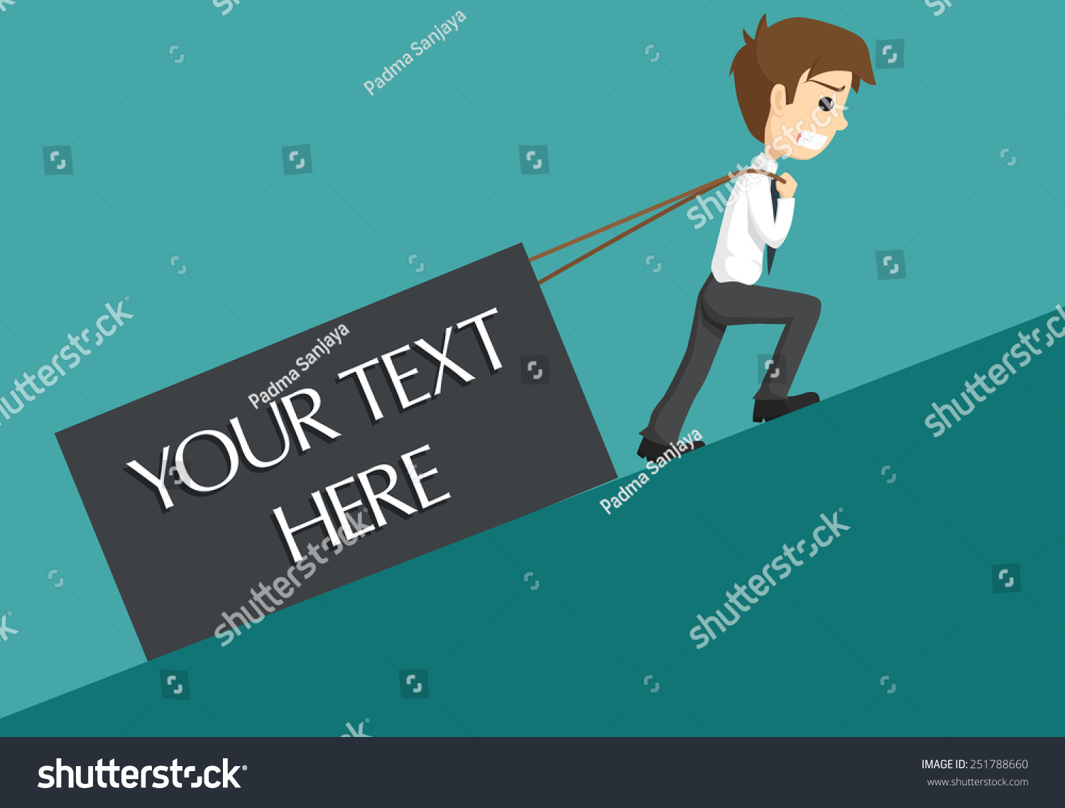 Hard Work Businessman Pulling Heavy Load Stock Vector (Royalty Free ...