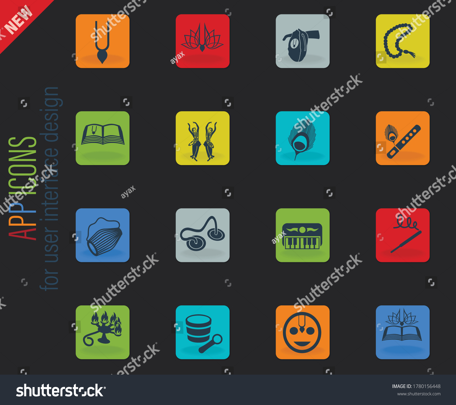 Hare Krishna Vector Color Web Icons Stock Vector (Royalty Free) 1780156448