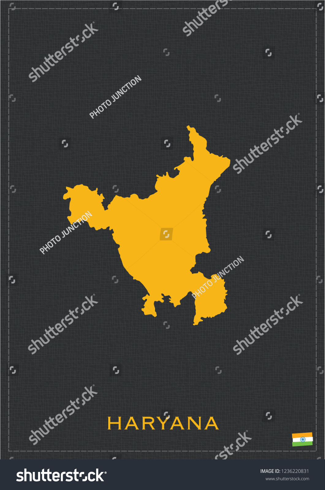 Haryana Vector Map Stock Vector (Royalty Free) 1236220831