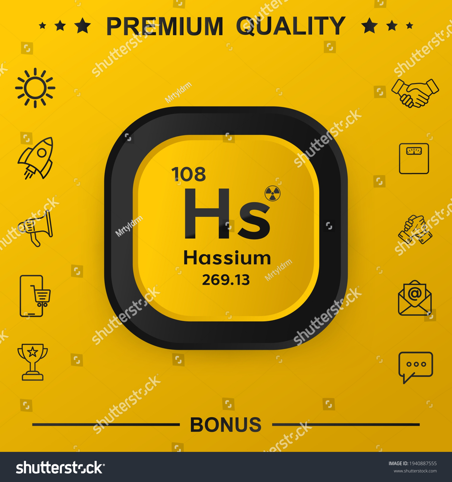 Hassium Symbol Yellow Button Stock Vector (Royalty Free) 1940887555
