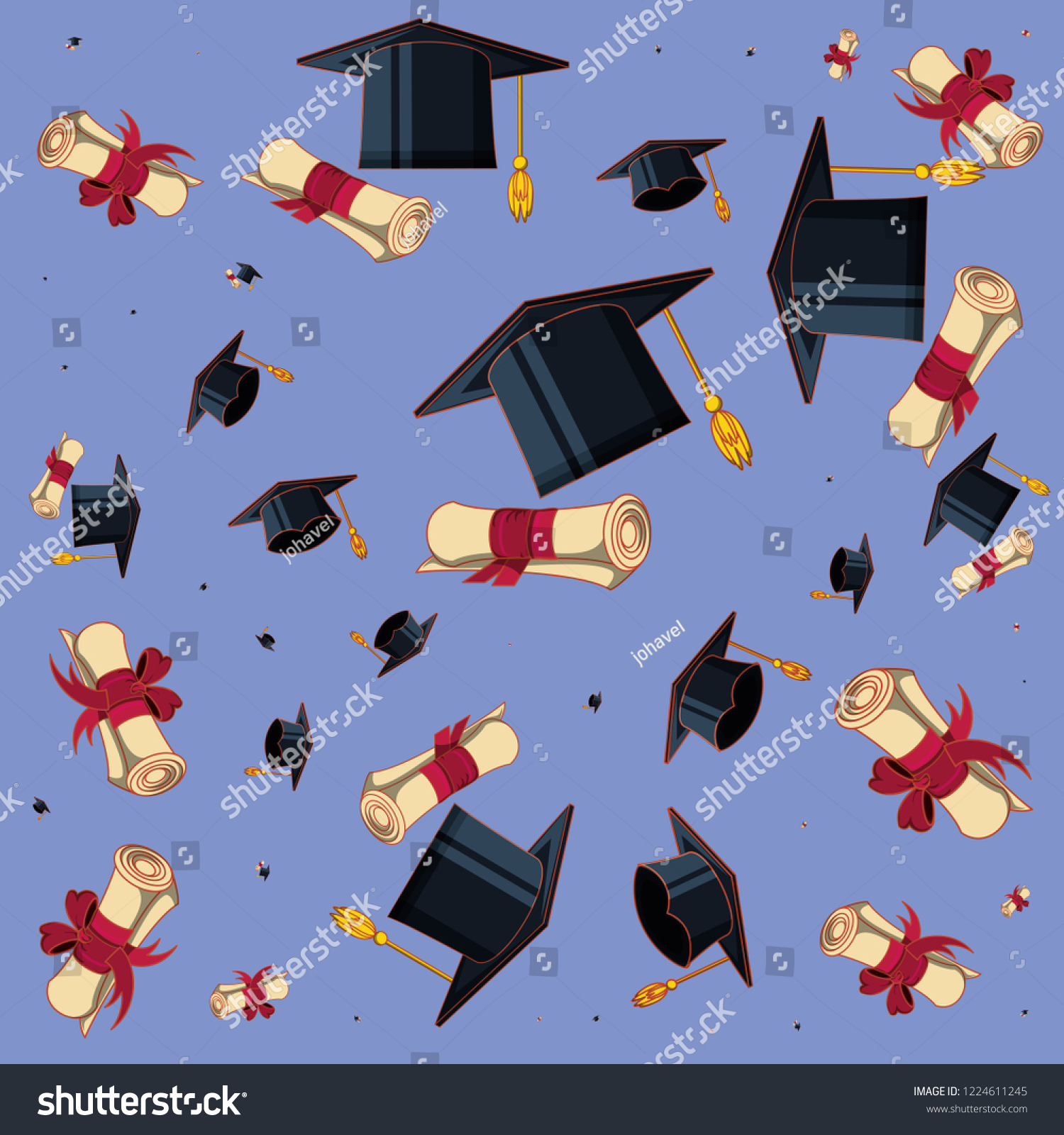 Hat Graduation Certificate Pattern Stock Vector (Royalty Free ...