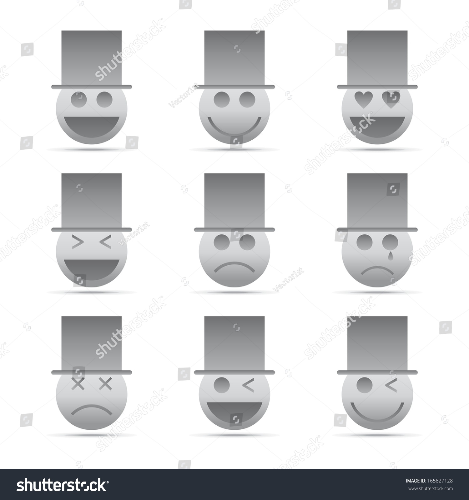 Hat Guy Emoticon Set: vector de stock (libre de regalías) 165627128 ...