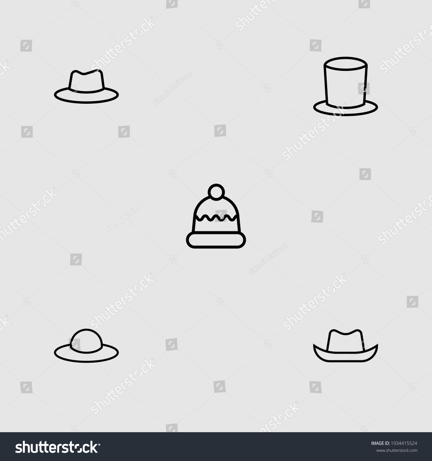 Hat Outline Icon Set Isolated Vector Stock Vector (Royalty Free ...