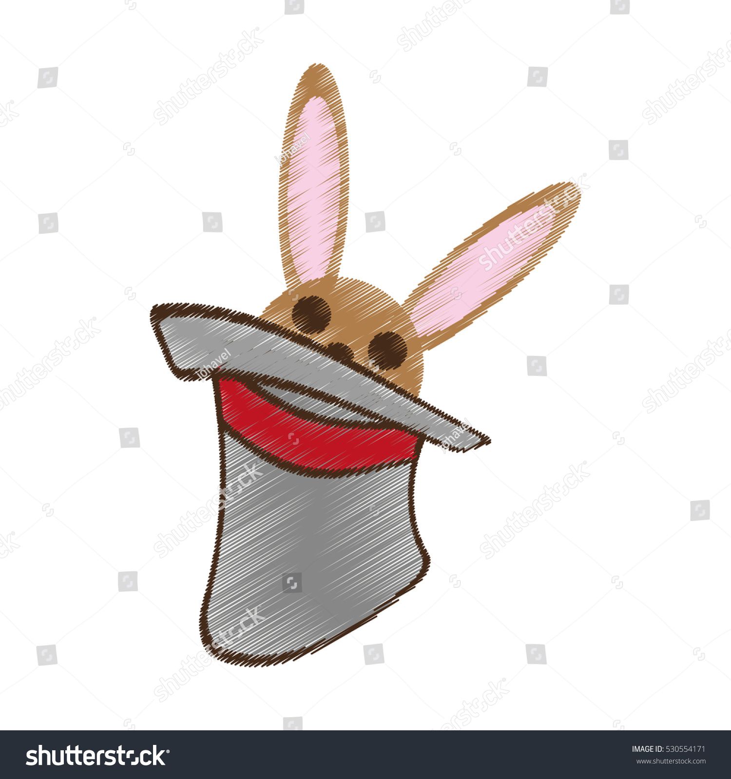 Hat Rabbit Magic Show Drawing Vector Stock Vector (Royalty Free ...