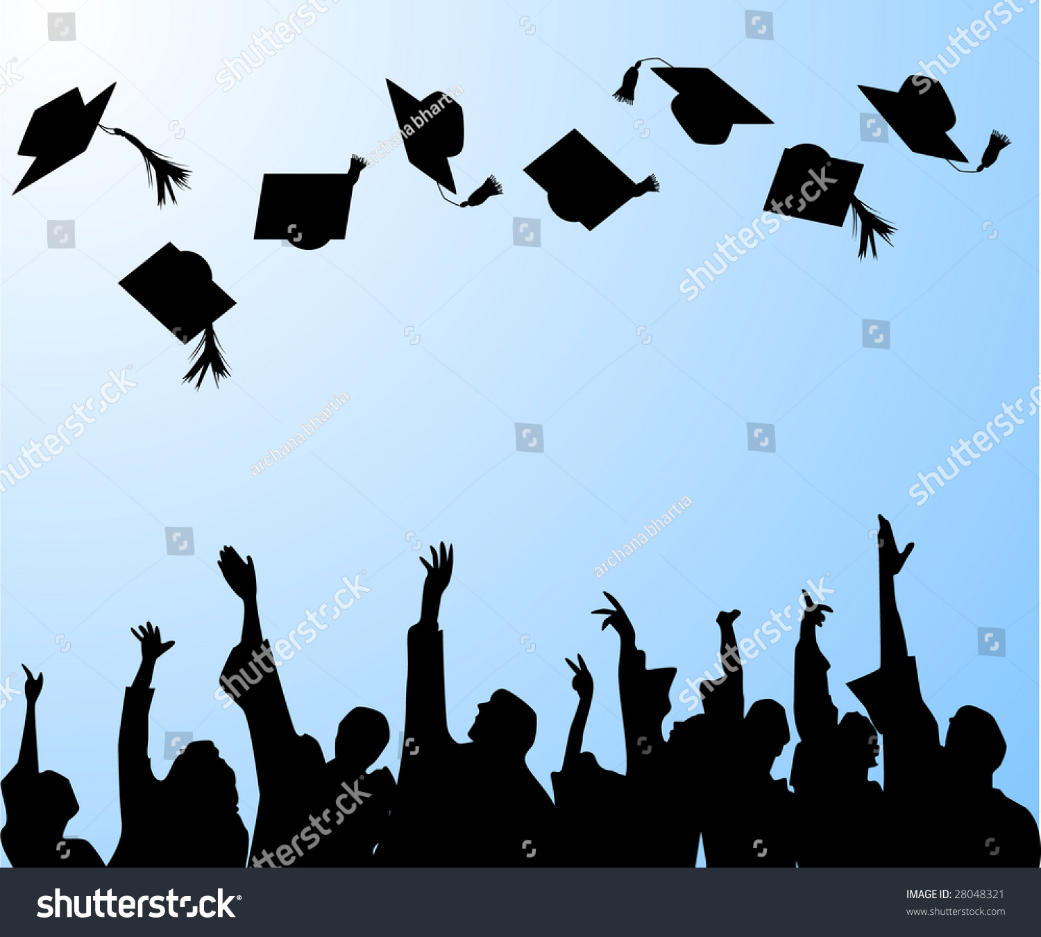 Hat Tossing Ceremony Graduation Stock Vector (Royalty Free) 28048321