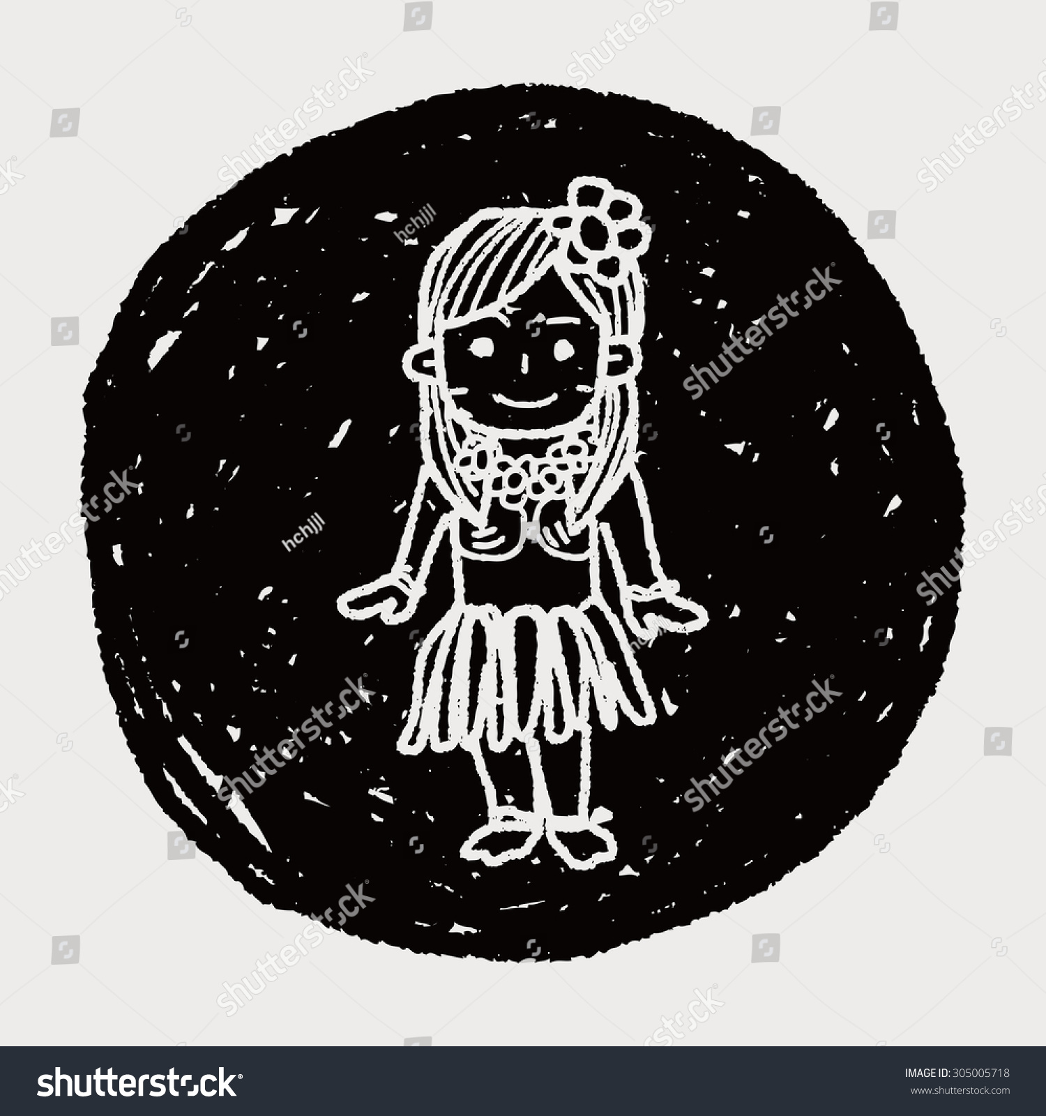 Hawaii Dancer Doodle Stock Vector (Royalty Free) 305005718