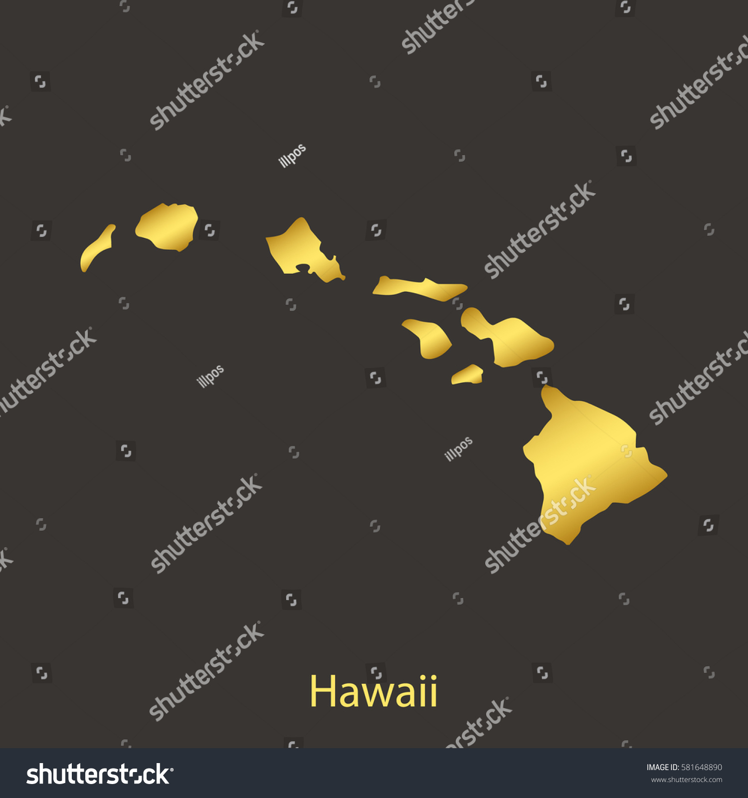 Hawaii Map Border Golden Gradient Vector Stock Vector (Royalty Free ...