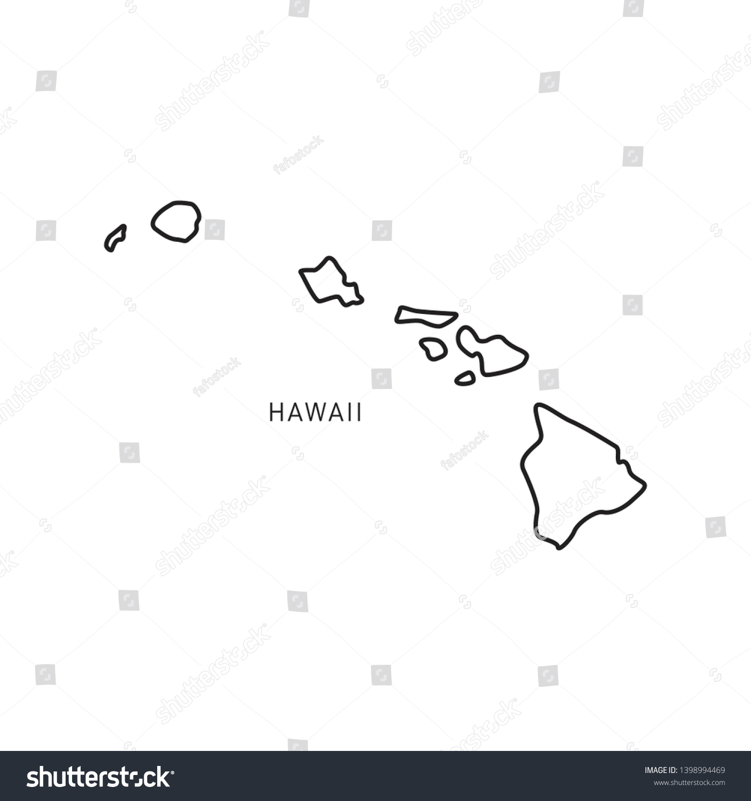 Hawaii Map Outline Vector Design Template Stock Vector (Royalty Free ...