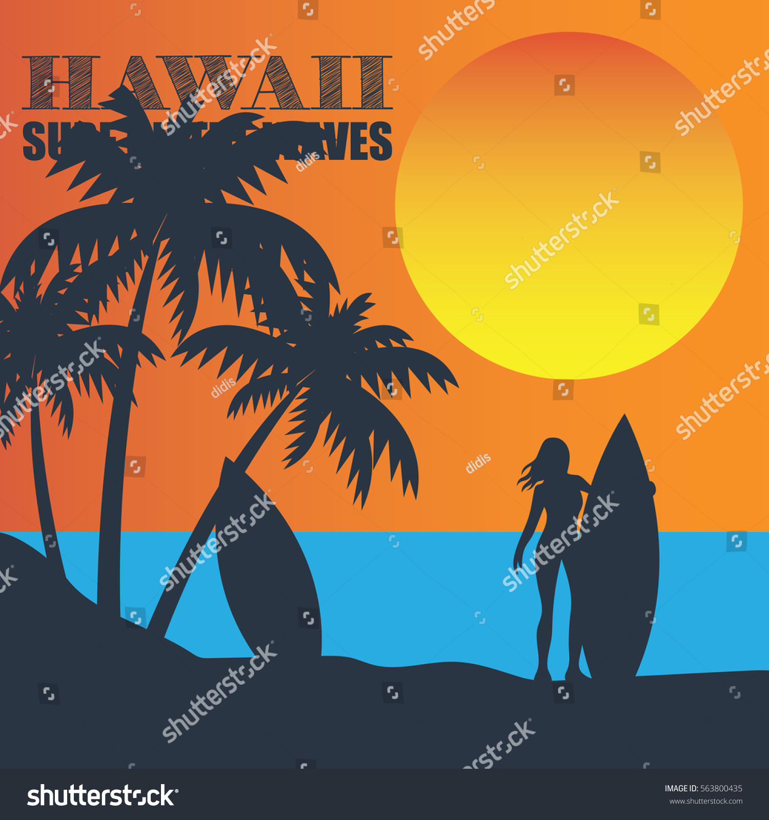 Hawaii Theme Poster Stock Vector (Royalty Free) 563800435 | Shutterstock