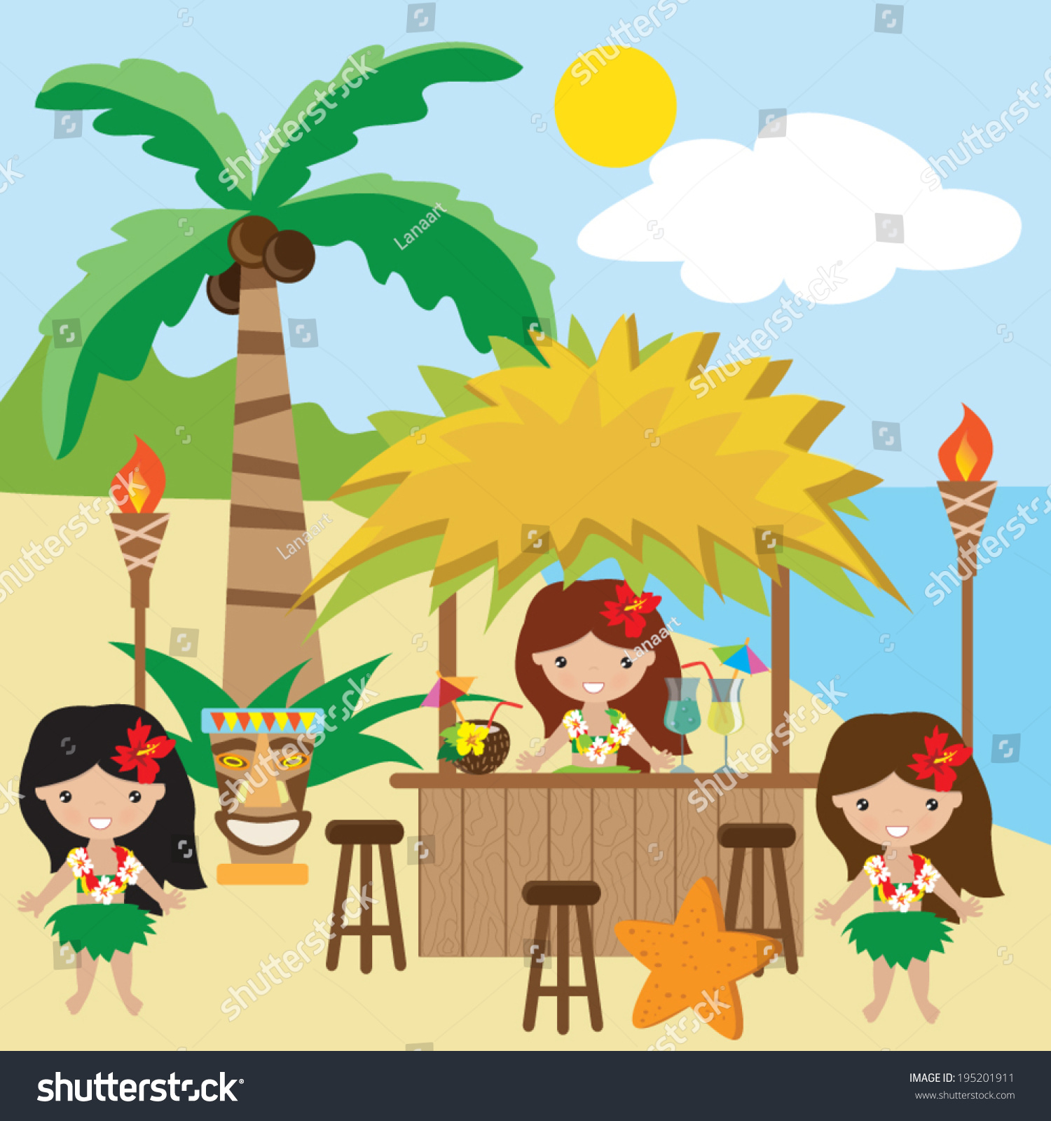Hawaii Vector Illustration Stock Vector (Royalty Free) 195201911