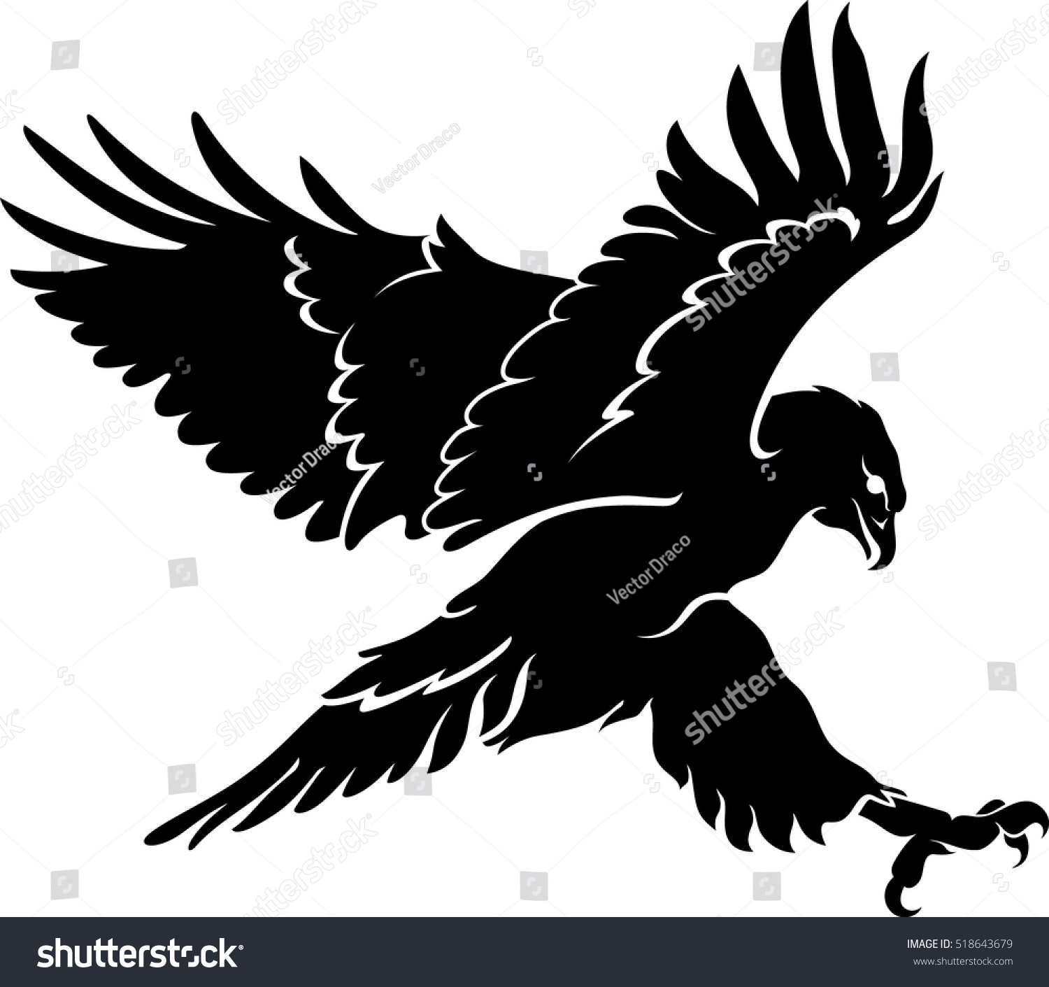 Hawk Silhouette Flying Stock Vector (Royalty Free) 518643679 | Shutterstock