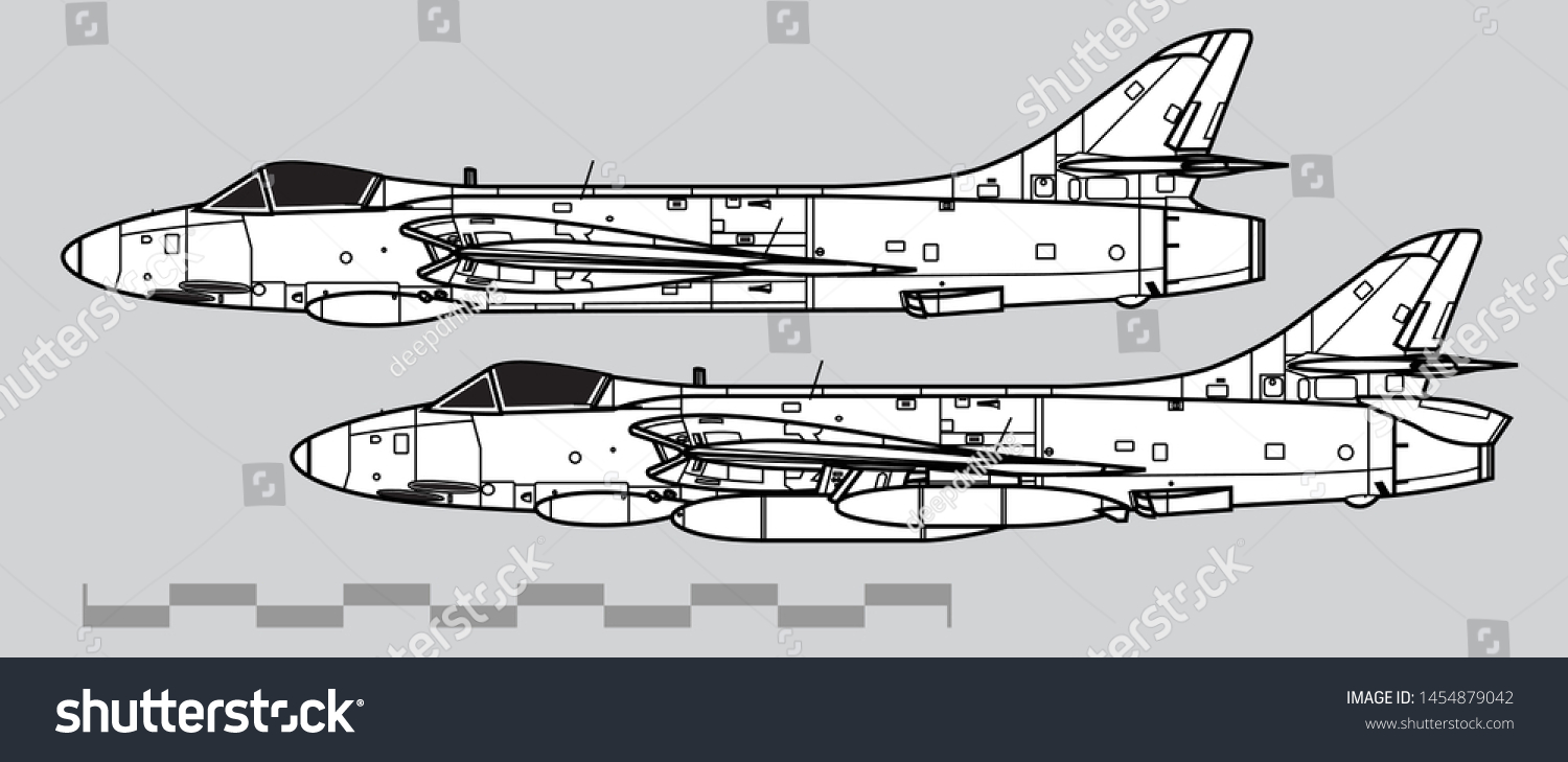 Hawker Hunter Outline Vector Drawing: เวกเตอร์สต็อก (ปลอดค่าลิขสิทธิ์ ...