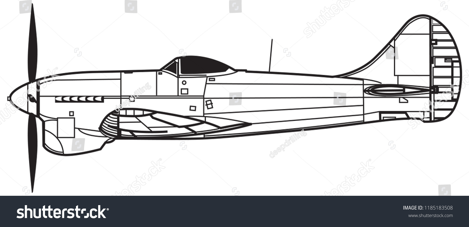 Hawker Tempest Outline Vector Drawing Stock Vector (Royalty Free ...