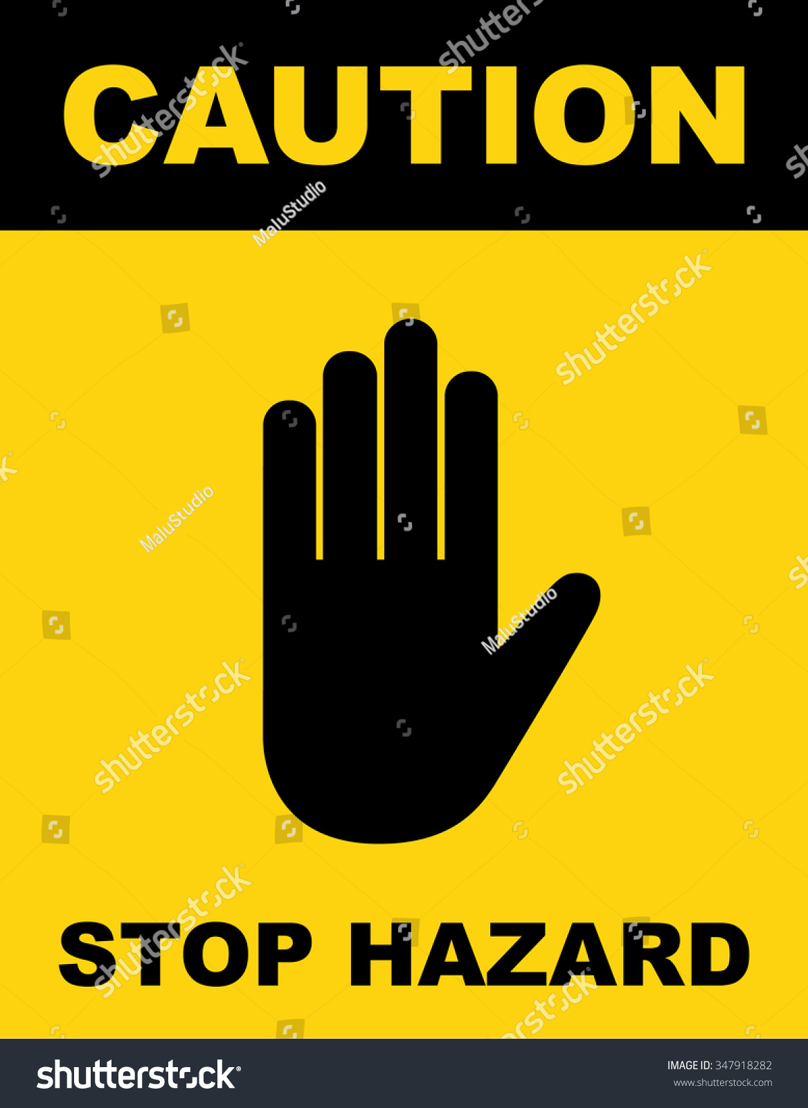 Hazard Hand Stop Sign . Vector Illustration - 347918282 : Shutterstock