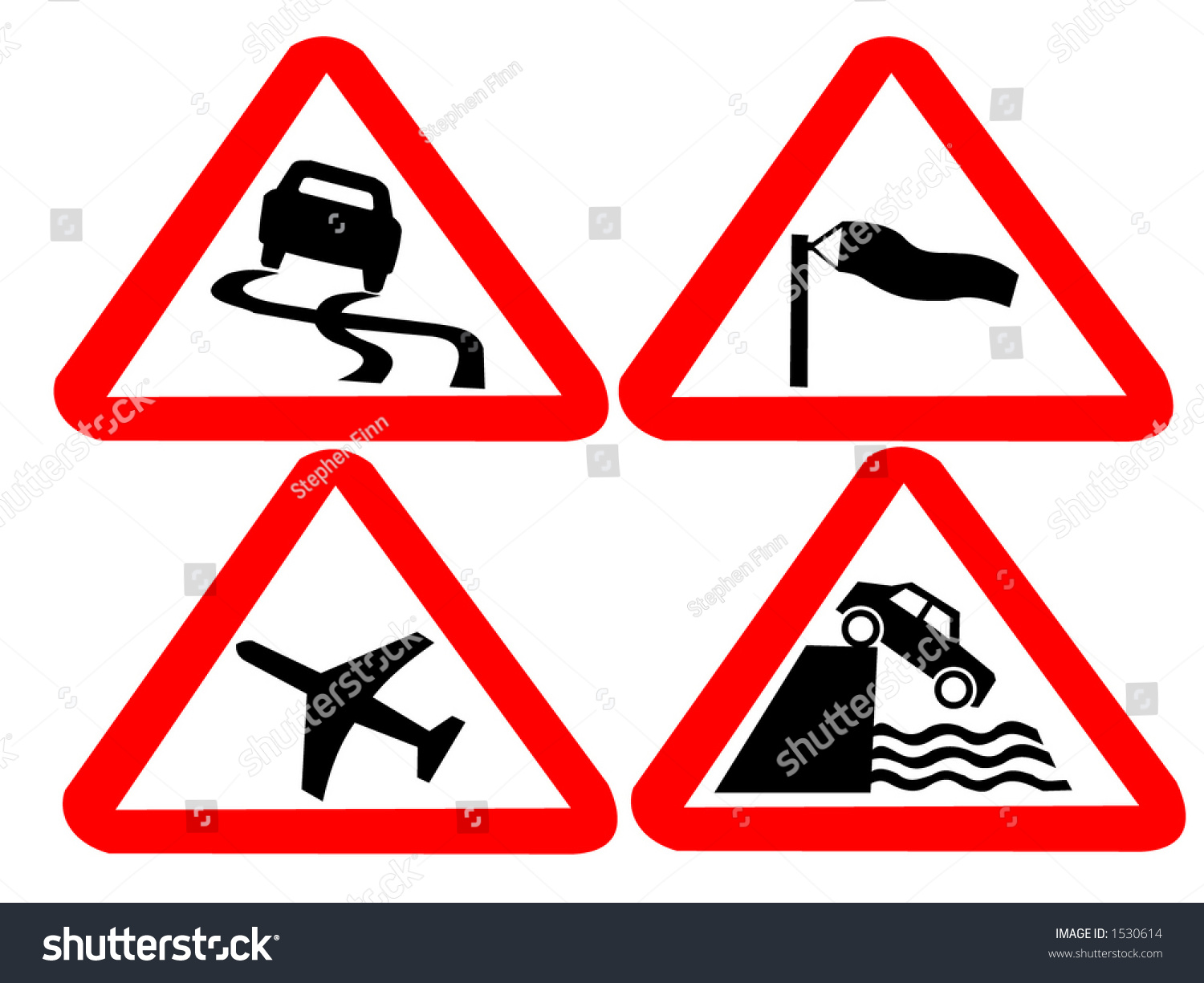 Vektor Stok Hazard Road Signs (Tanpa Royalti) 1530614 | Shutterstock