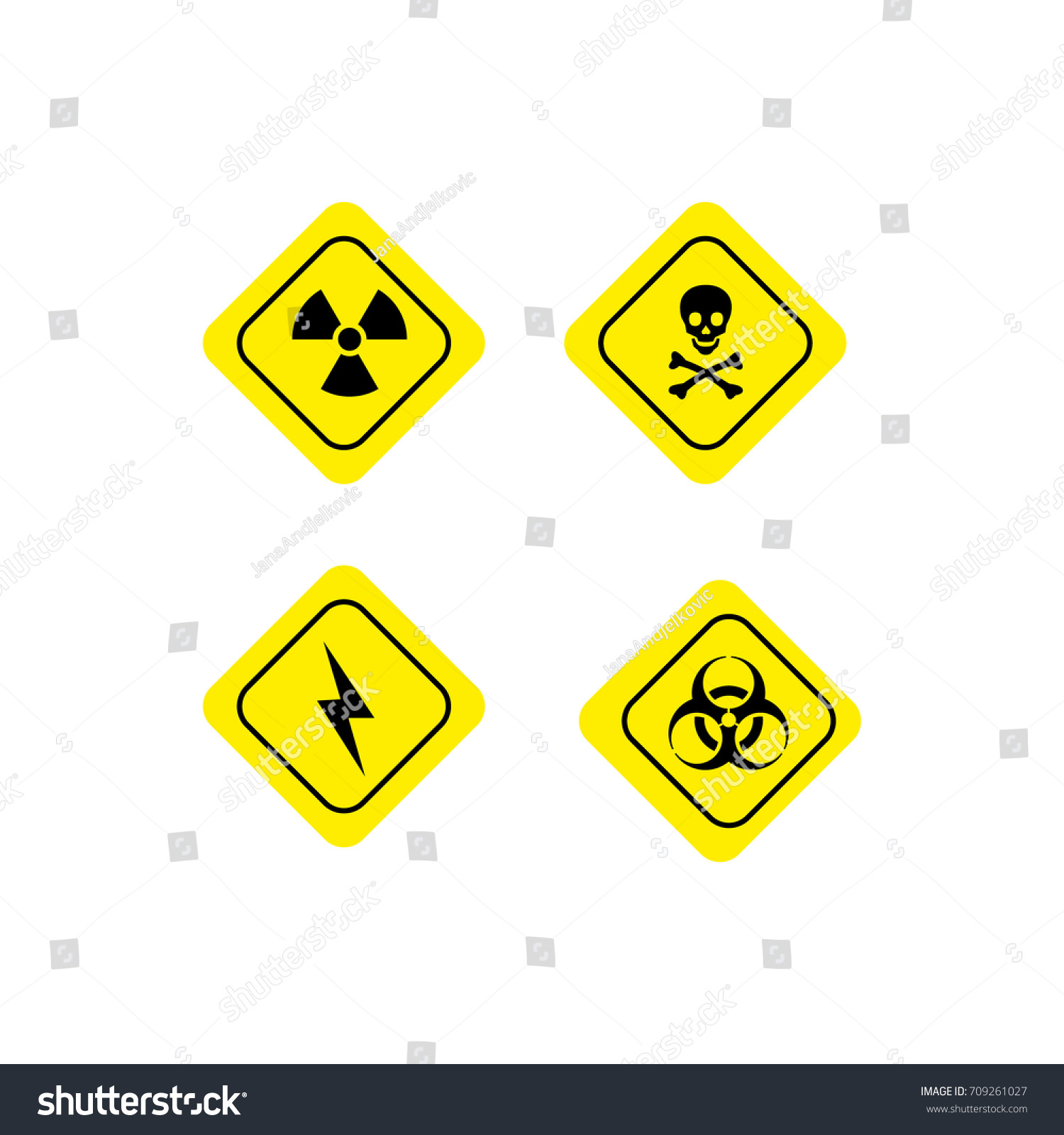 Hazard Warning Icon Set Stock Vector (Royalty Free) 709261027