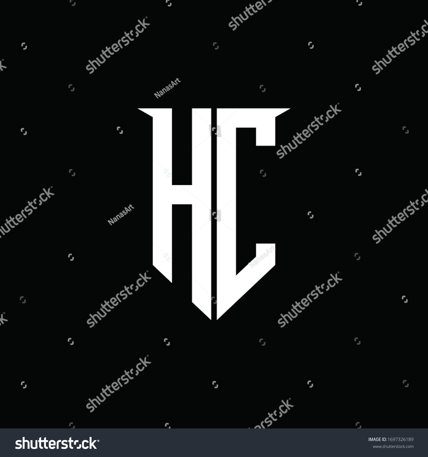 Hc Logo Monogram Emblem Shield Style Stock Vector (Royalty Free ...