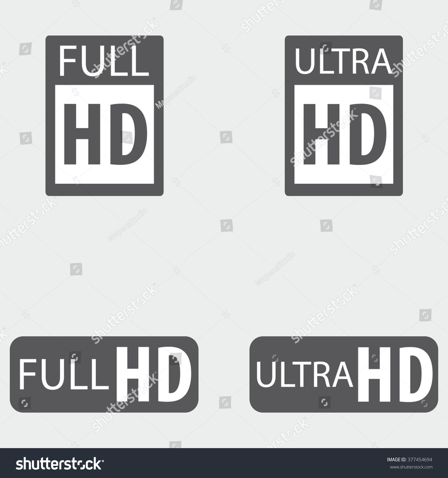 Hd Icons Stock Vector (Royalty Free) 377454694 | Shutterstock
