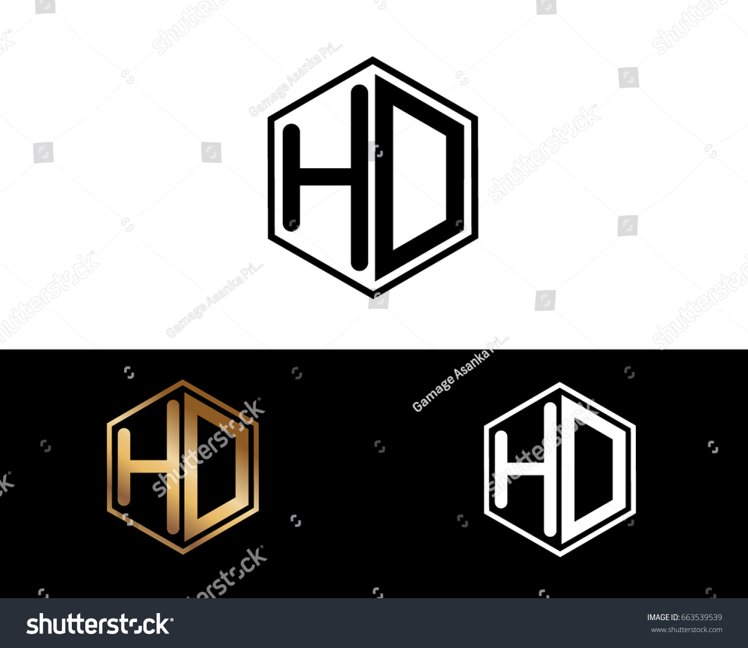Hd Initial Letters Linked Hexagon Shape Stock Vector (Royalty Free ...