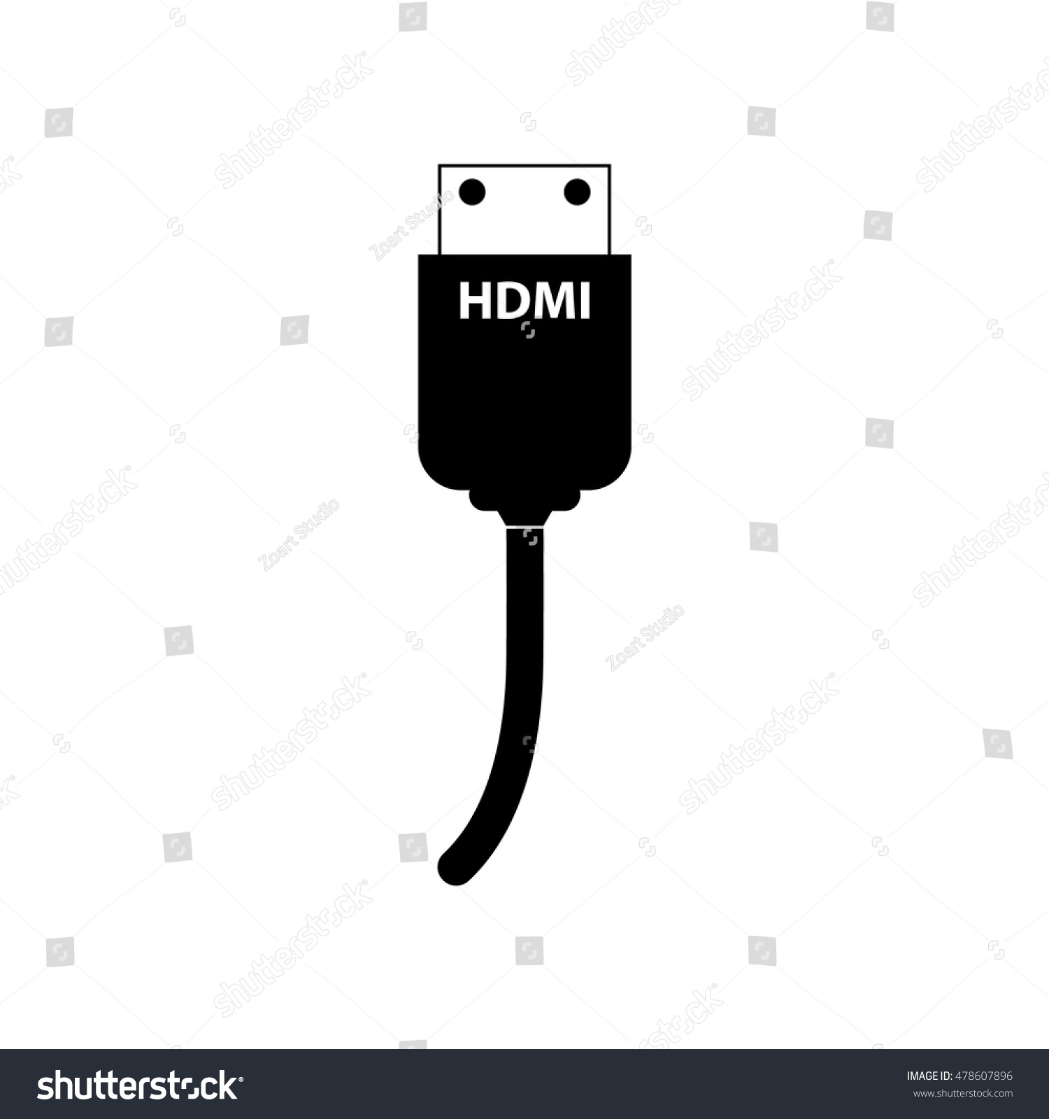 Hdmi Cable Connect Icon Vector Image Stock Vector (Royalty Free) 478607896