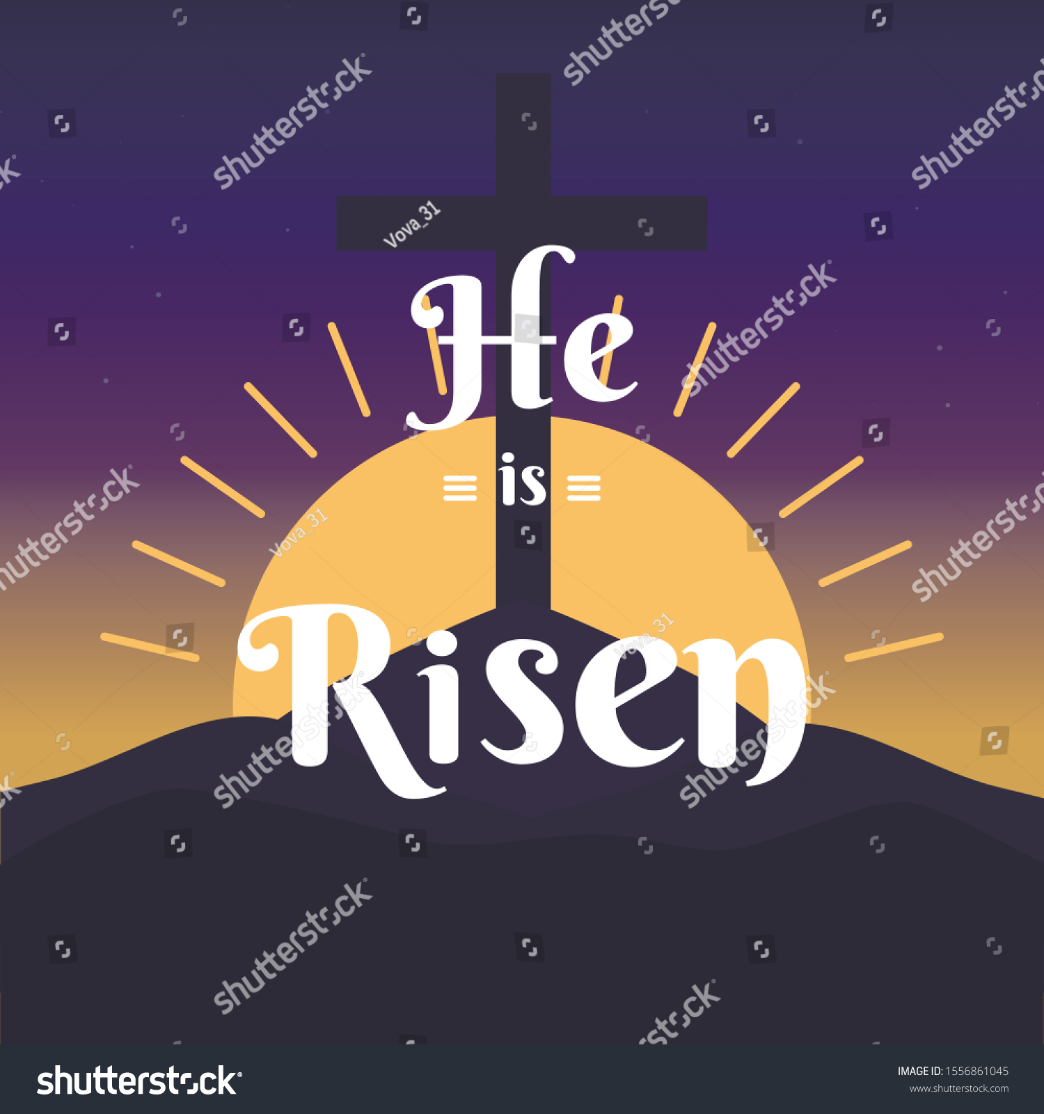 He Risen Easter Background Vector Illustration Stock Vector Royalty 6010