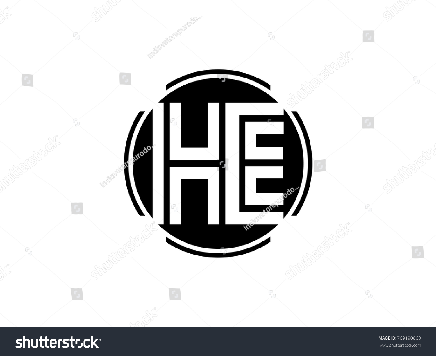 He Letter Logo Round Black Stock Vector (Royalty Free) 769190860 ...