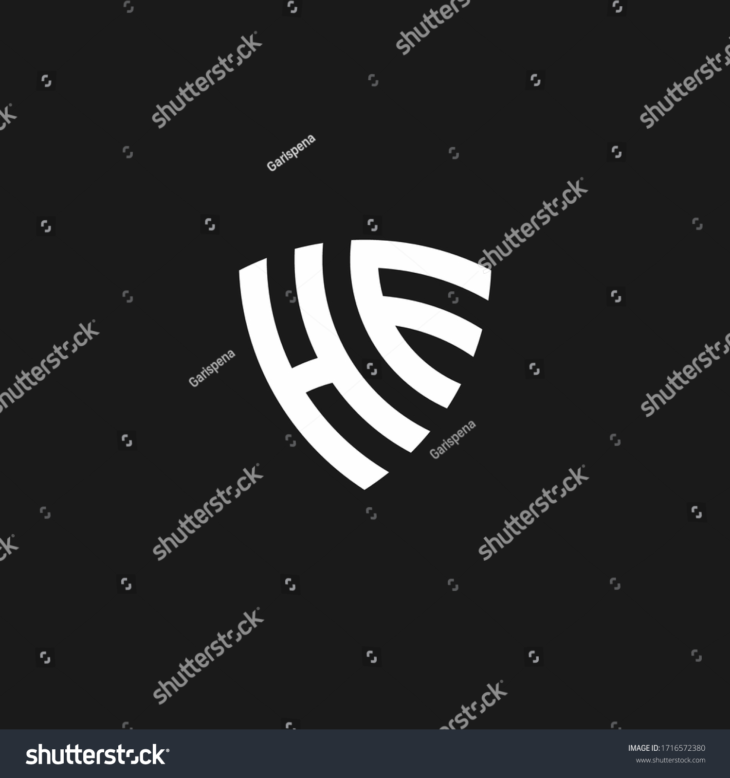 He Monogram Logo Shield Shape Design Stock Vector (Royalty Free ...