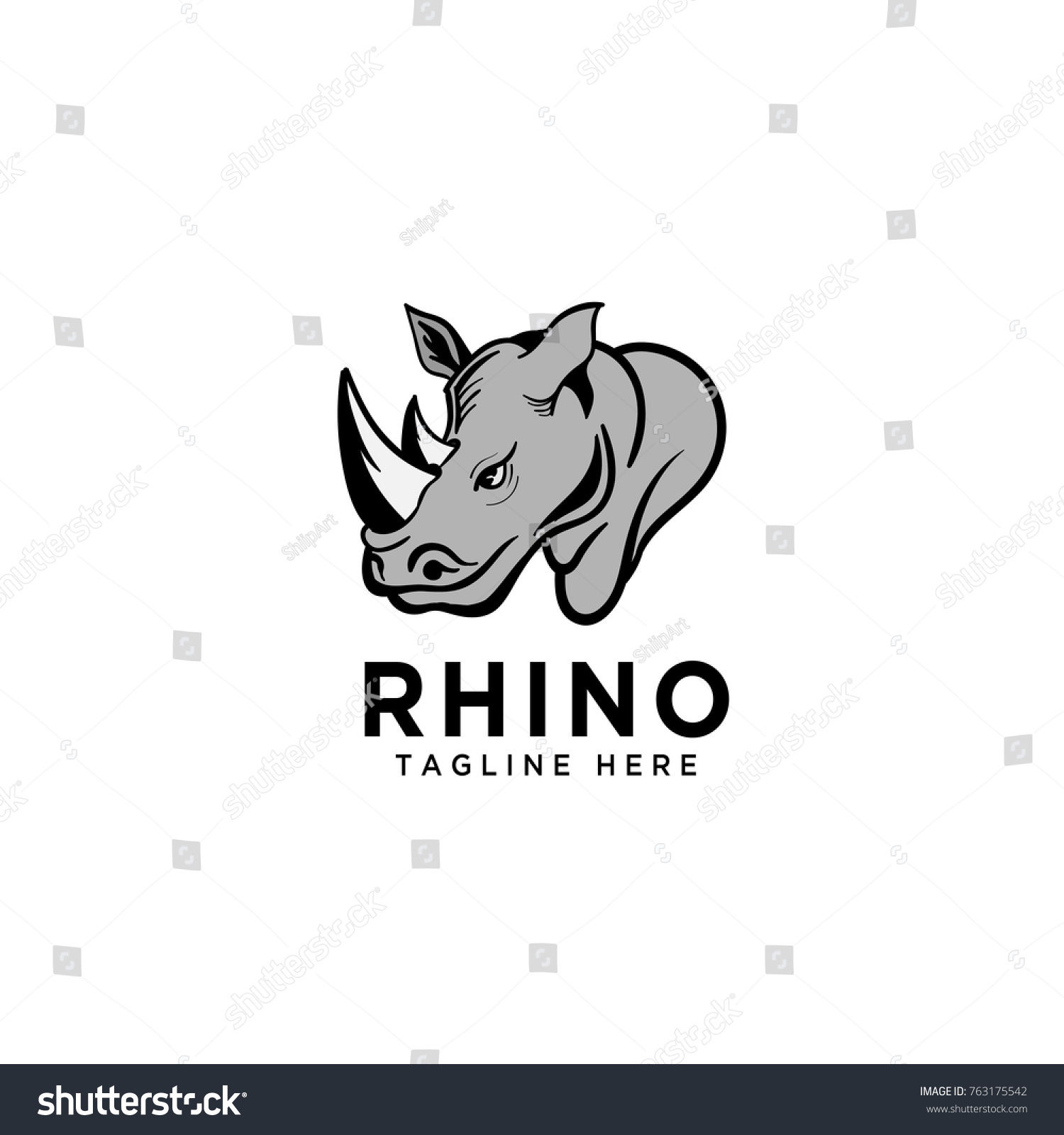 Head Anger Rhino Stock Vector (Royalty Free) 763175542 | Shutterstock