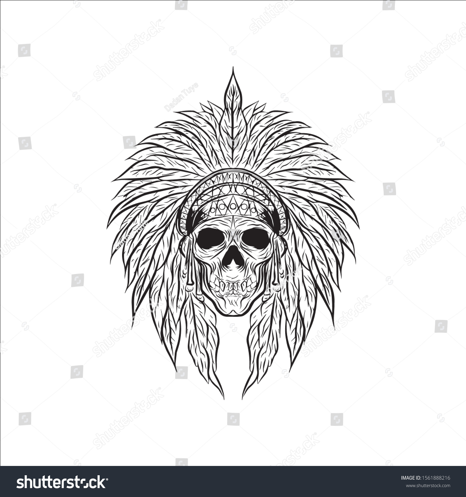 Head Apache Illustration Black Outline Stock Vector (Royalty Free ...