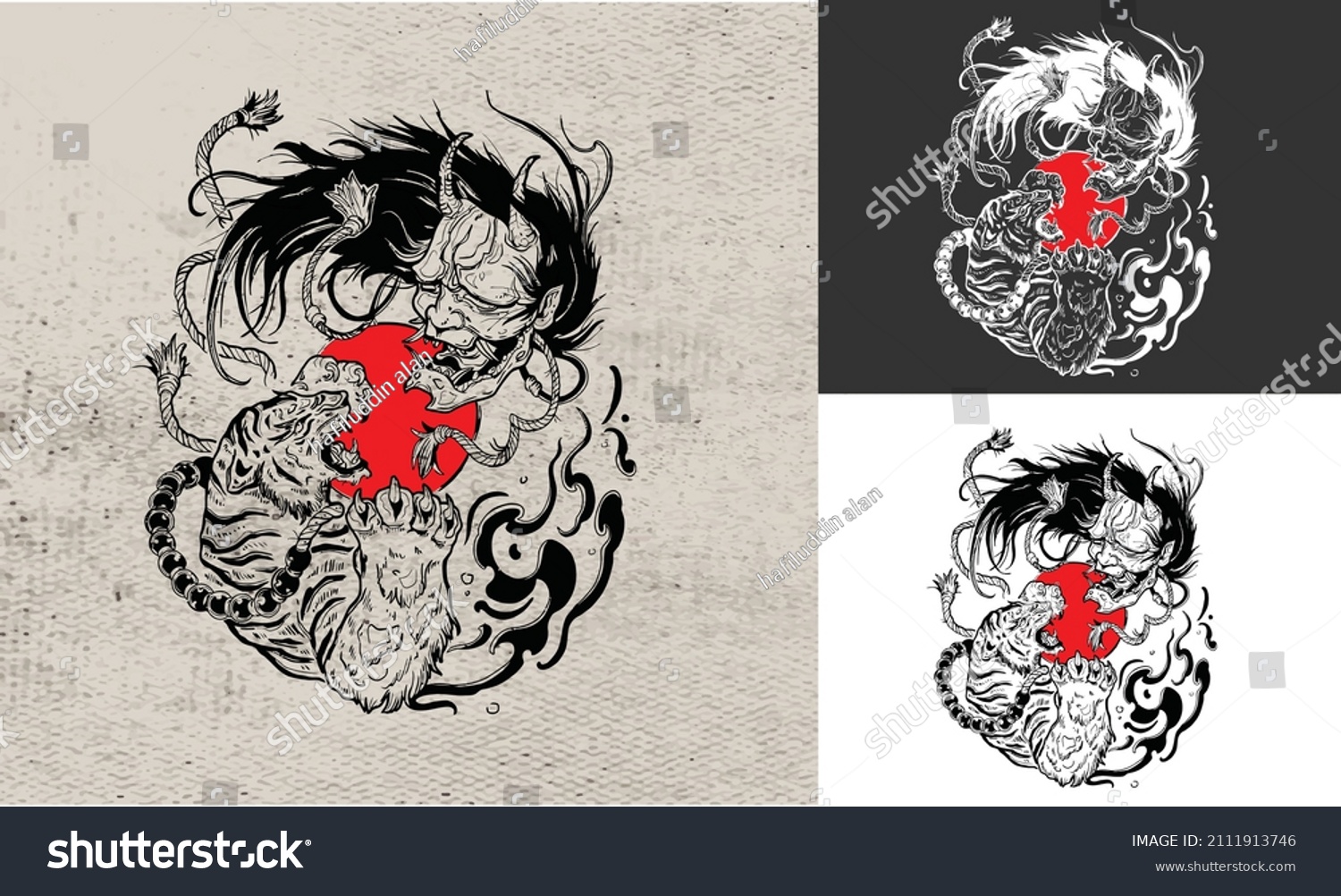 Head Devil Fighter Tiger Vector Black Stock Vector (Royalty Free ...