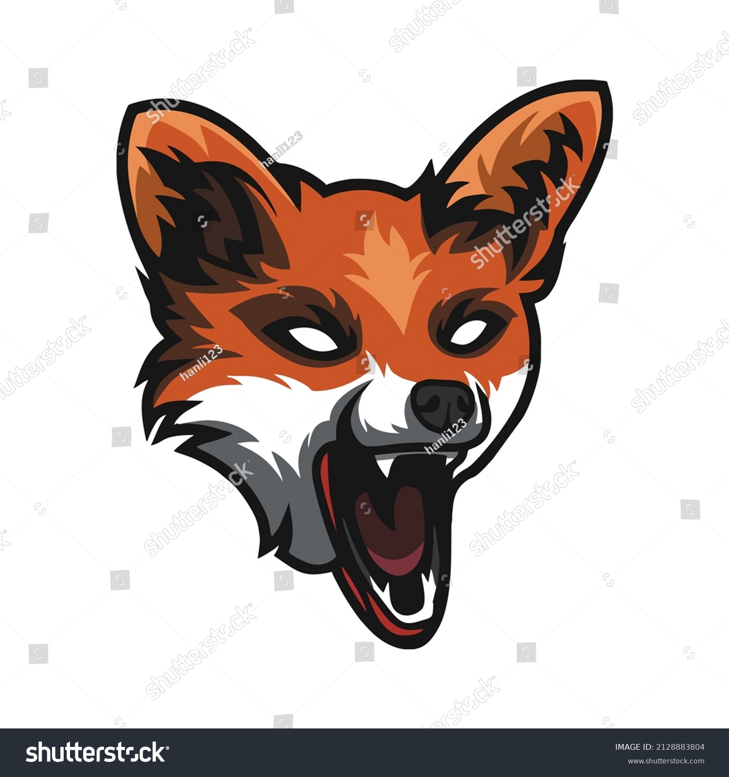 Head Fox Roaring White Background Stock Vector (Royalty Free ...