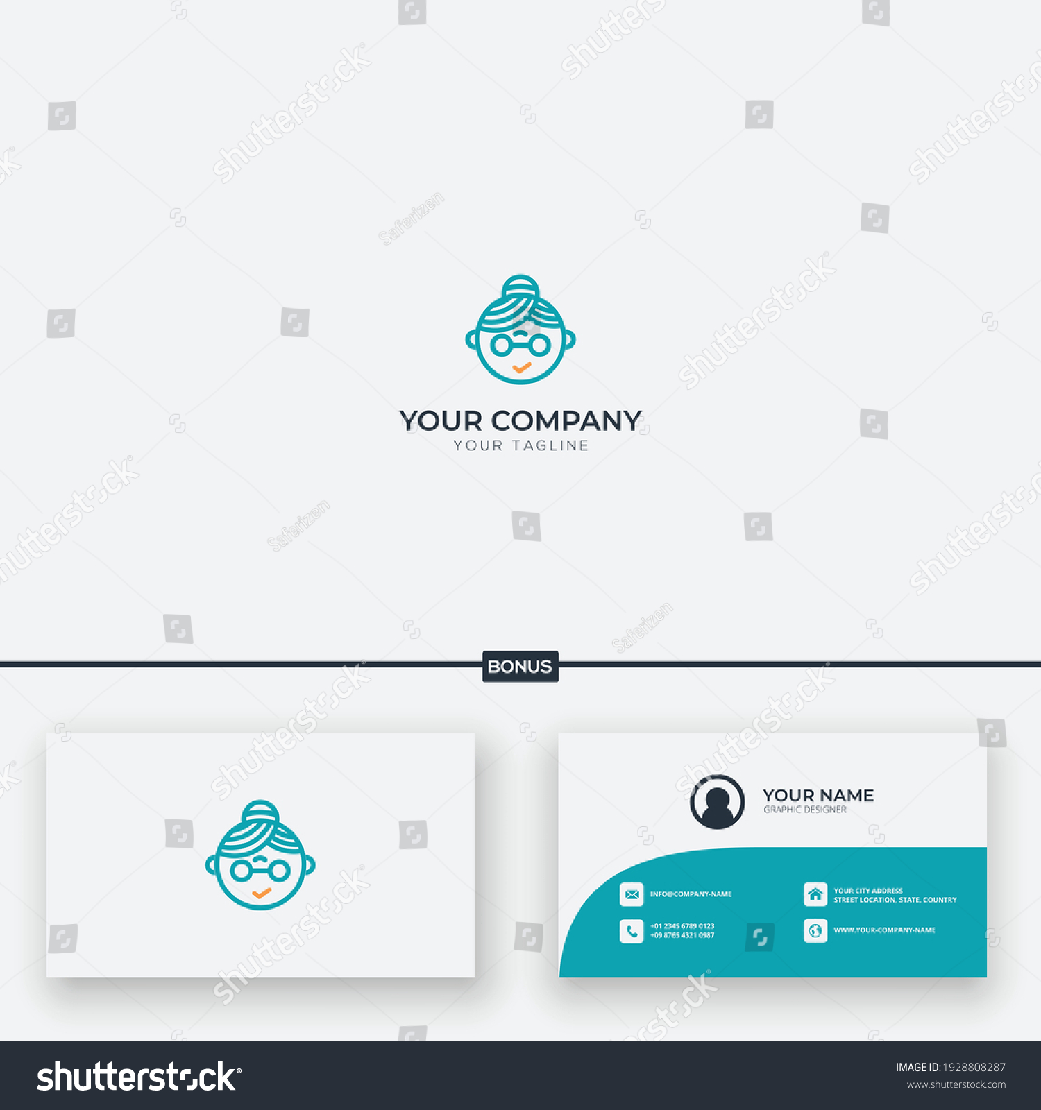 Head Grandma Read Doc Logo Stock Vector (Royalty Free) 1928808287