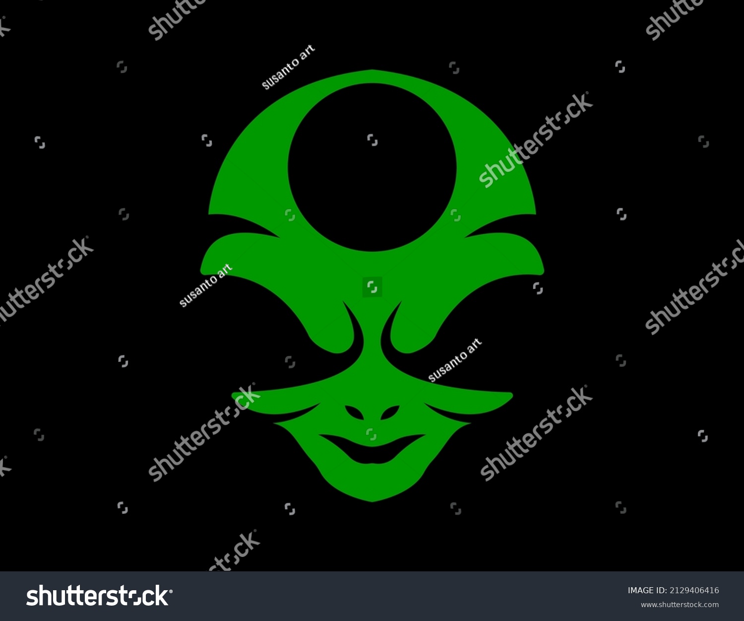 Head Green Alien Logo Vector Stock Vector (Royalty Free) 2129406416 ...