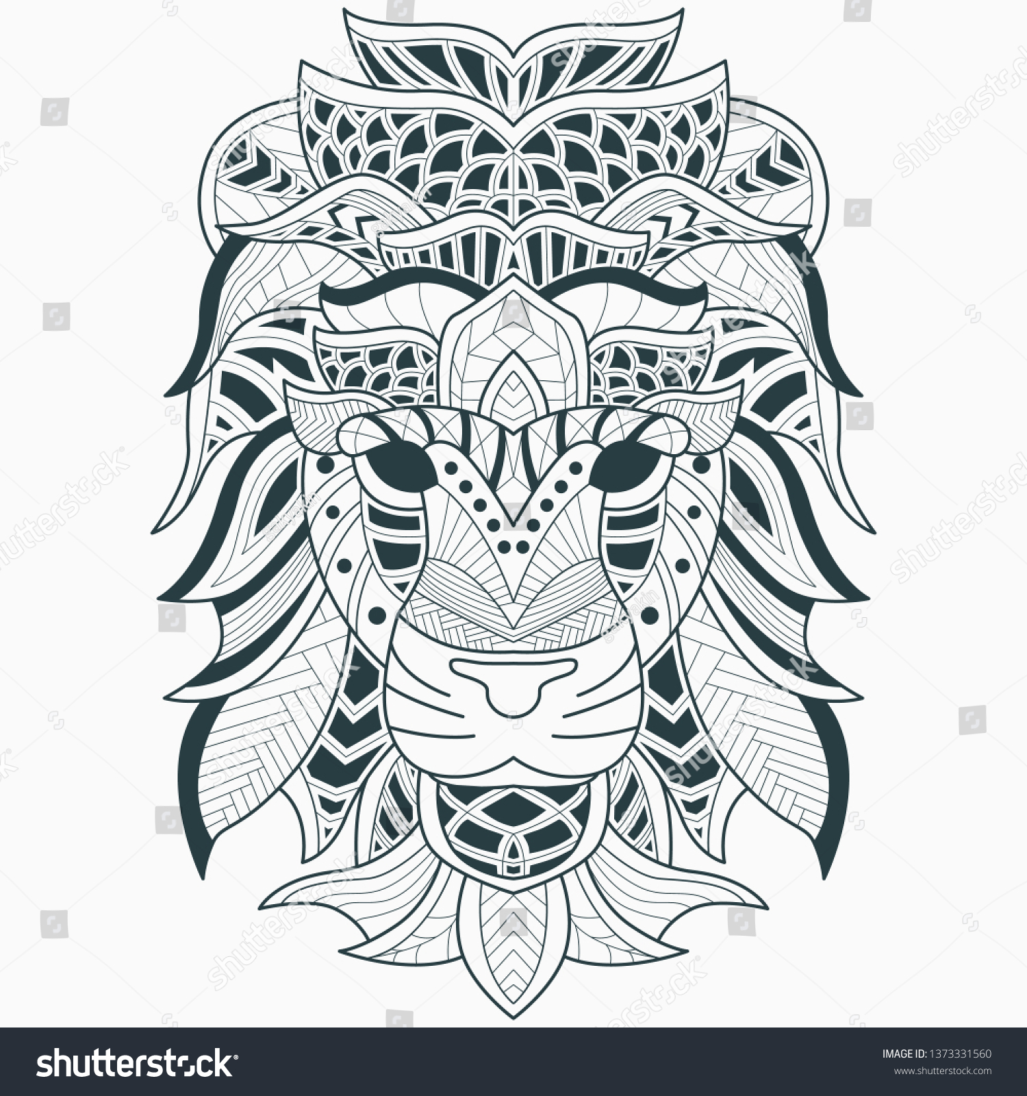 Head Lion Zentangle Stock Vector (Royalty Free) 1373331560