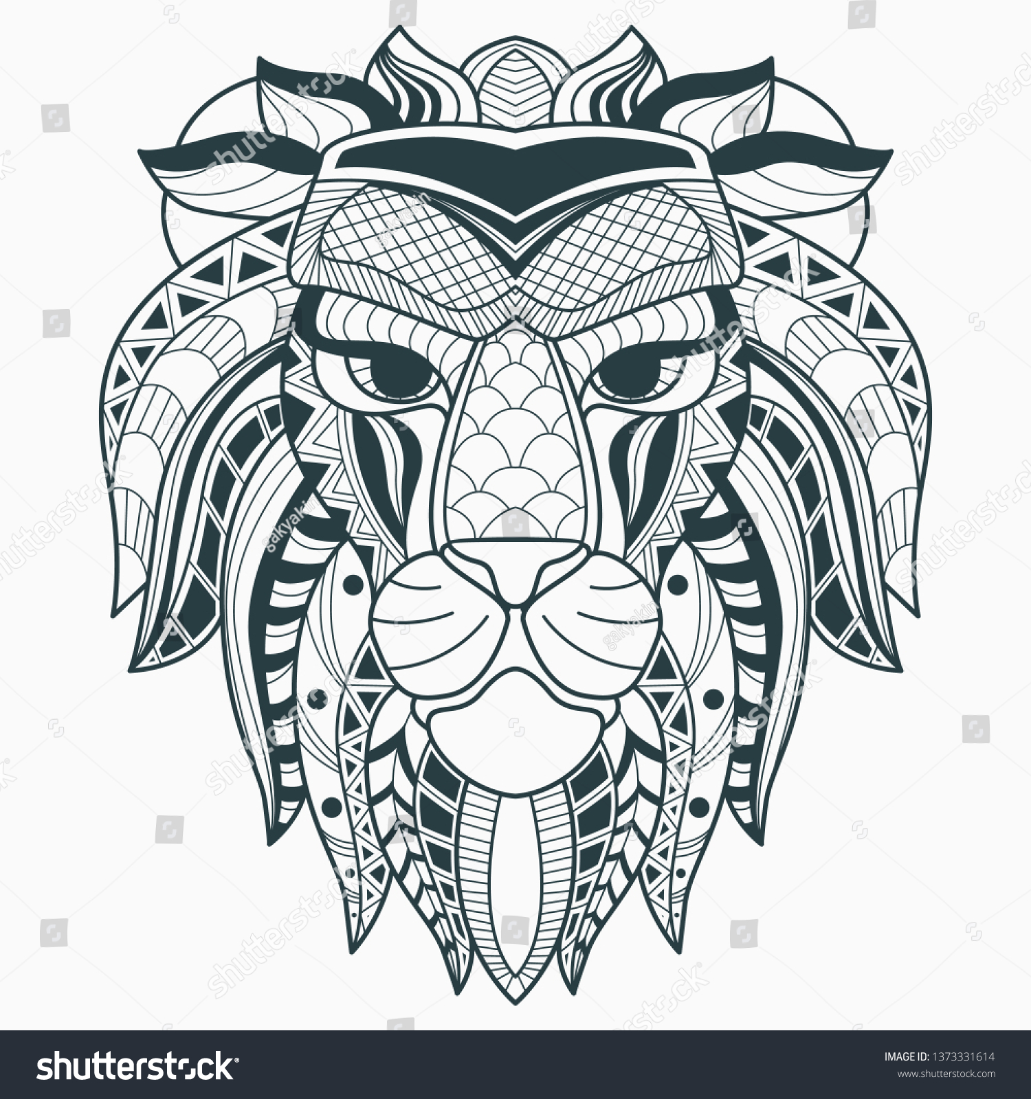 Head Lion Zentangle: เวกเตอร์สต็อก (ปลอดค่าลิขสิทธิ์) 1373331614 ...
