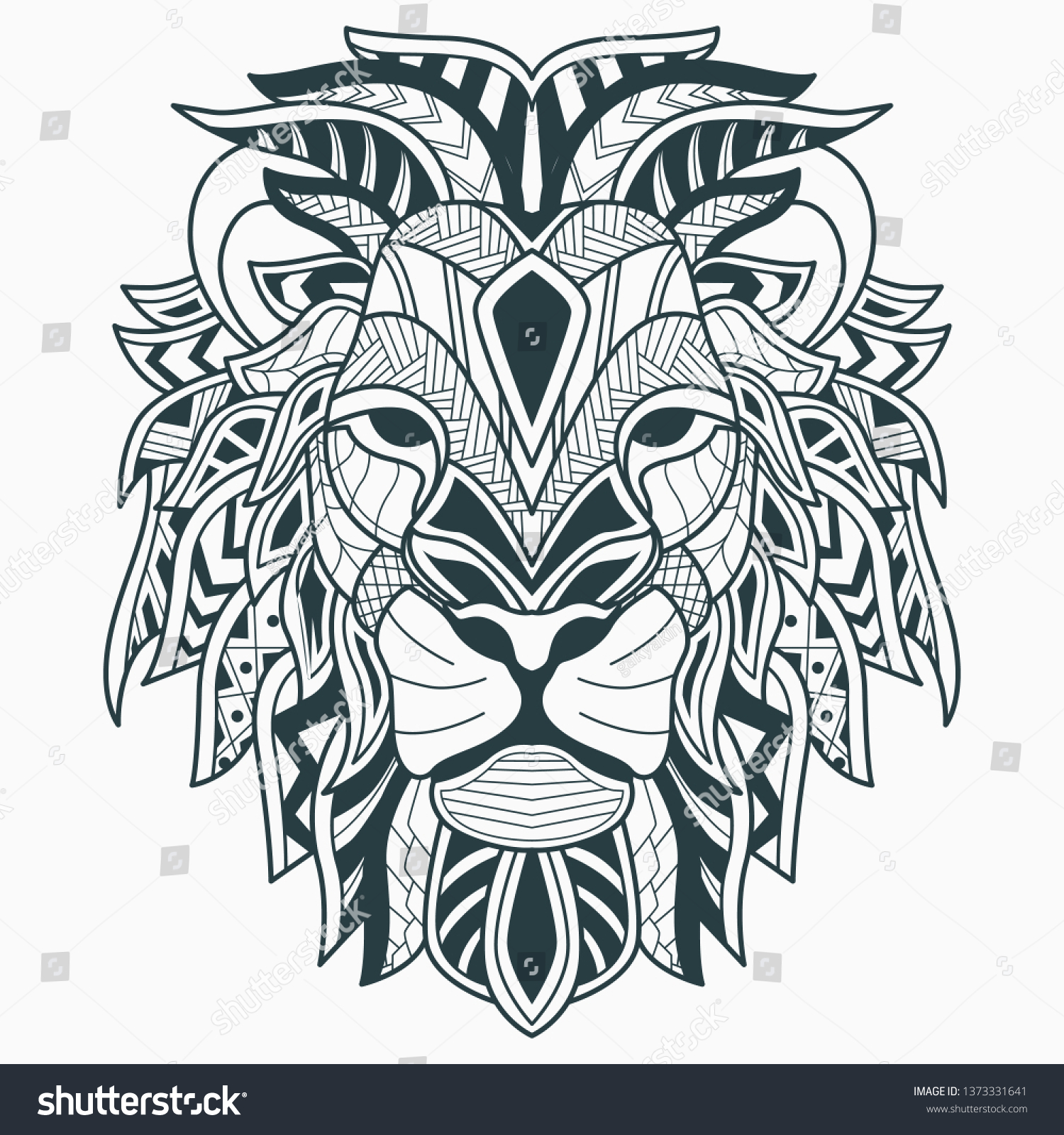 Head Lion Zentangle Stock Vector (Royalty Free) 1373331641